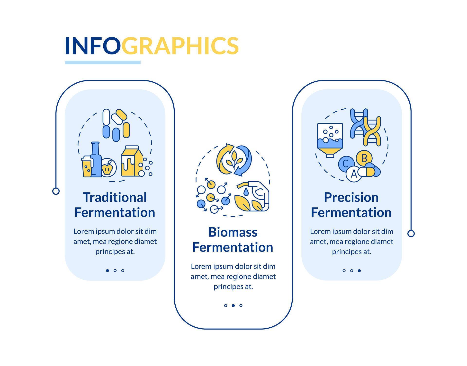 Agricultural Fermentation Rectangle Infographic Template Data Visualization With 3 Steps