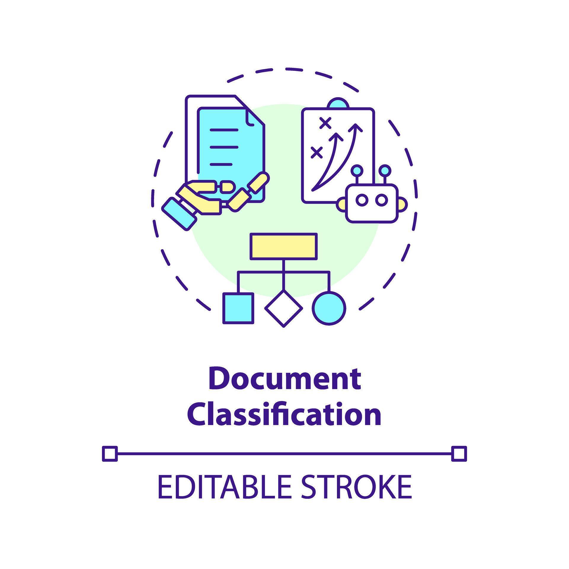 Document Classification Multi Color Concept Icon Natural Language Processing Text Recognition