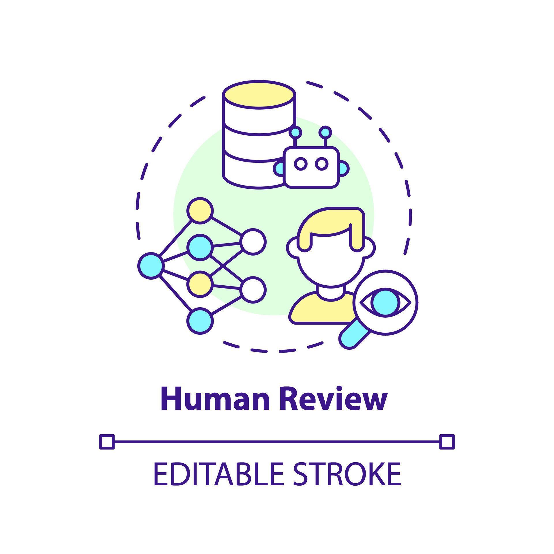 Human review multi color concept icon. Supervised ai learning. Deep learning techniques. Round ...