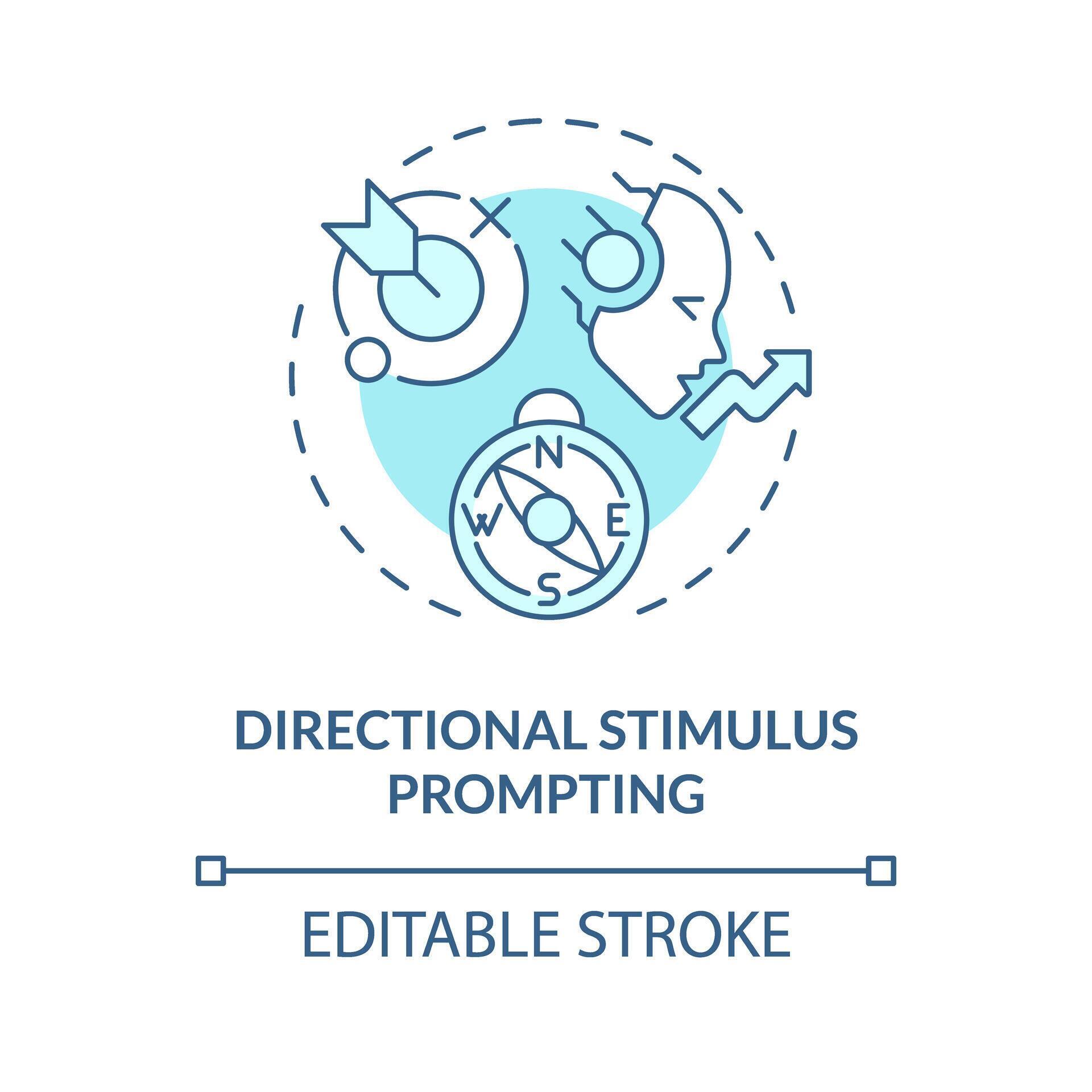 Directional stimulus prompting soft blue concept icon. Prompt ...