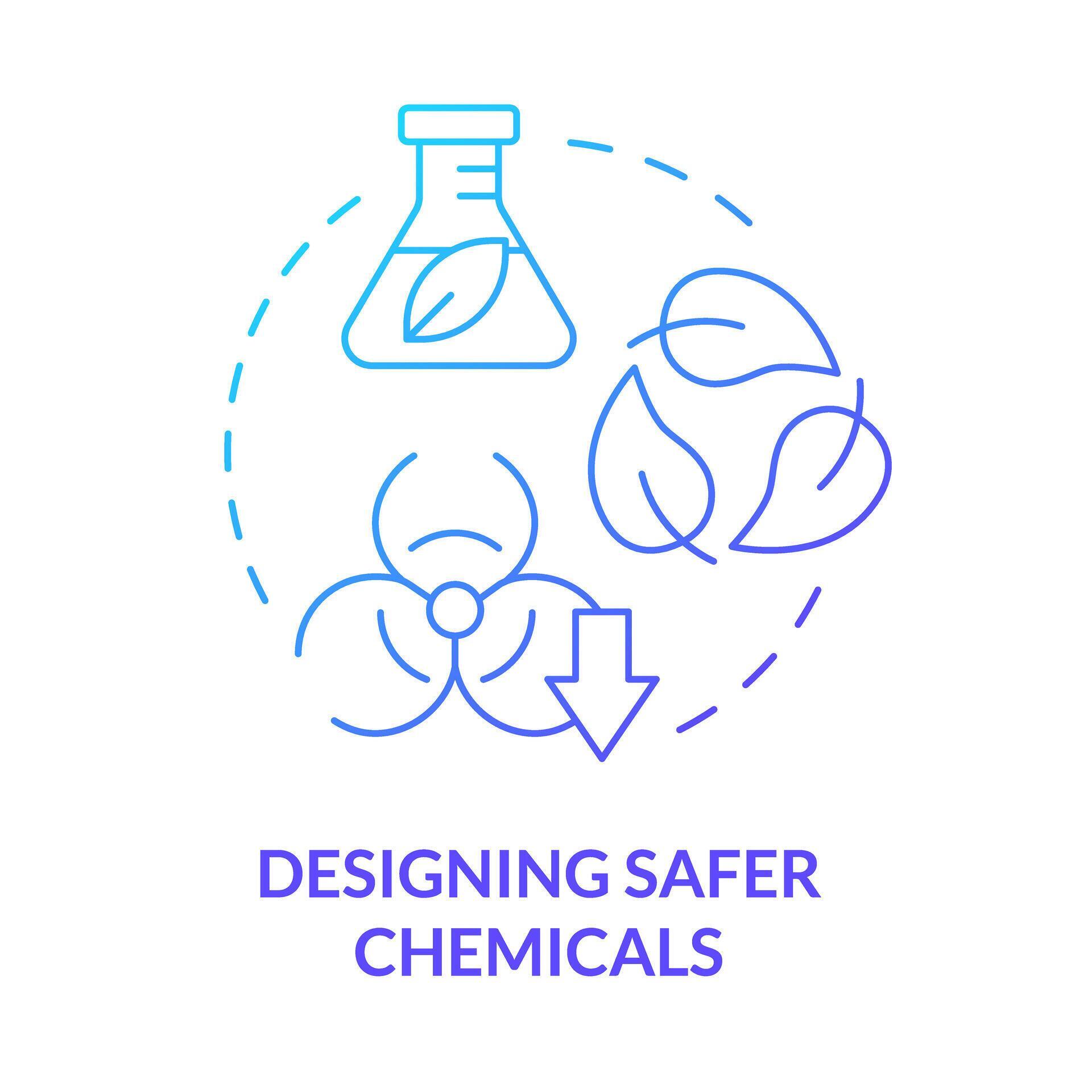 Designing safer chemicals blue gradient concept icon. Green chemistry ... Designing safer chemicals blue gradient concept icon. Green chemistry ...