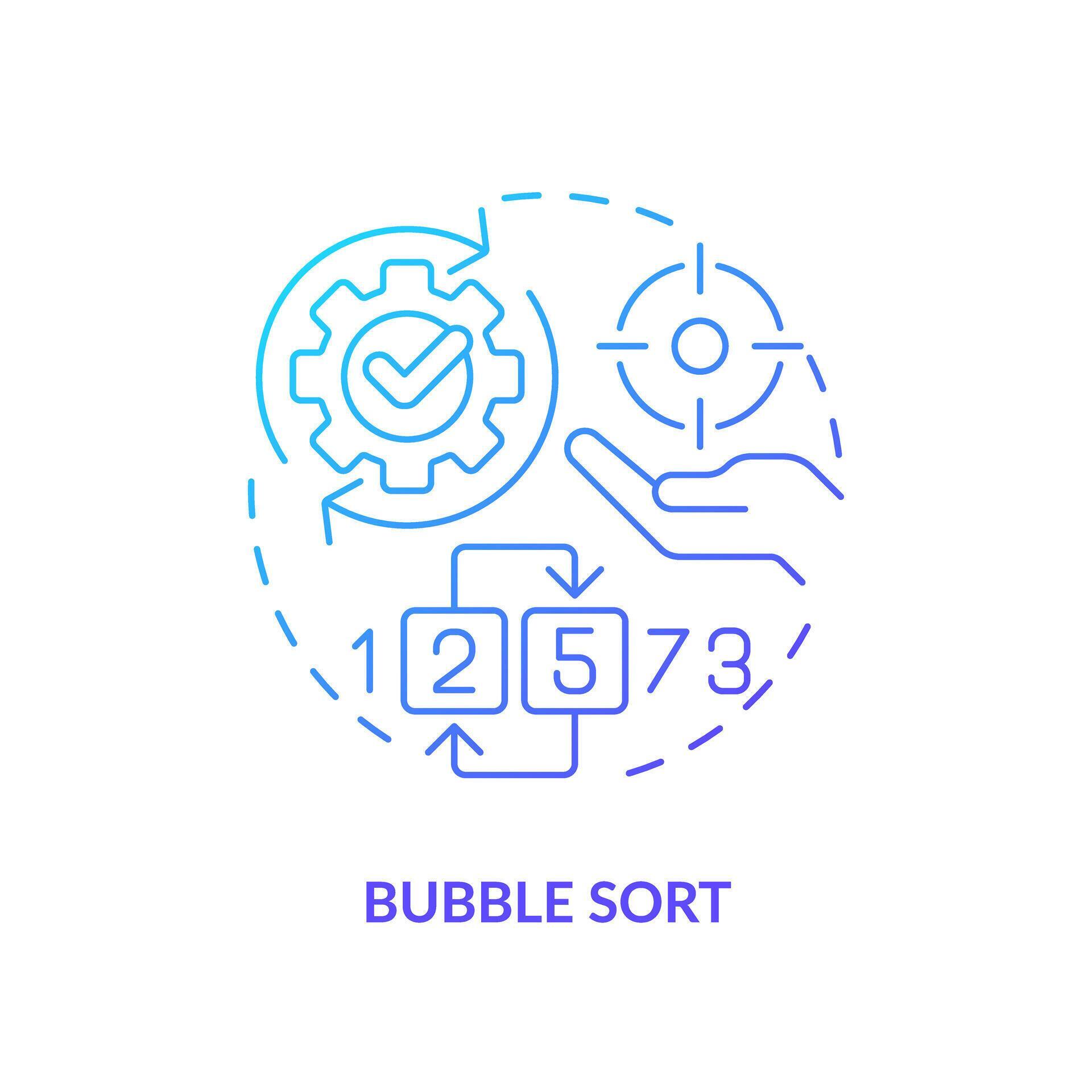Bubble sort method blue gradient concept icon. Task management. Round ...