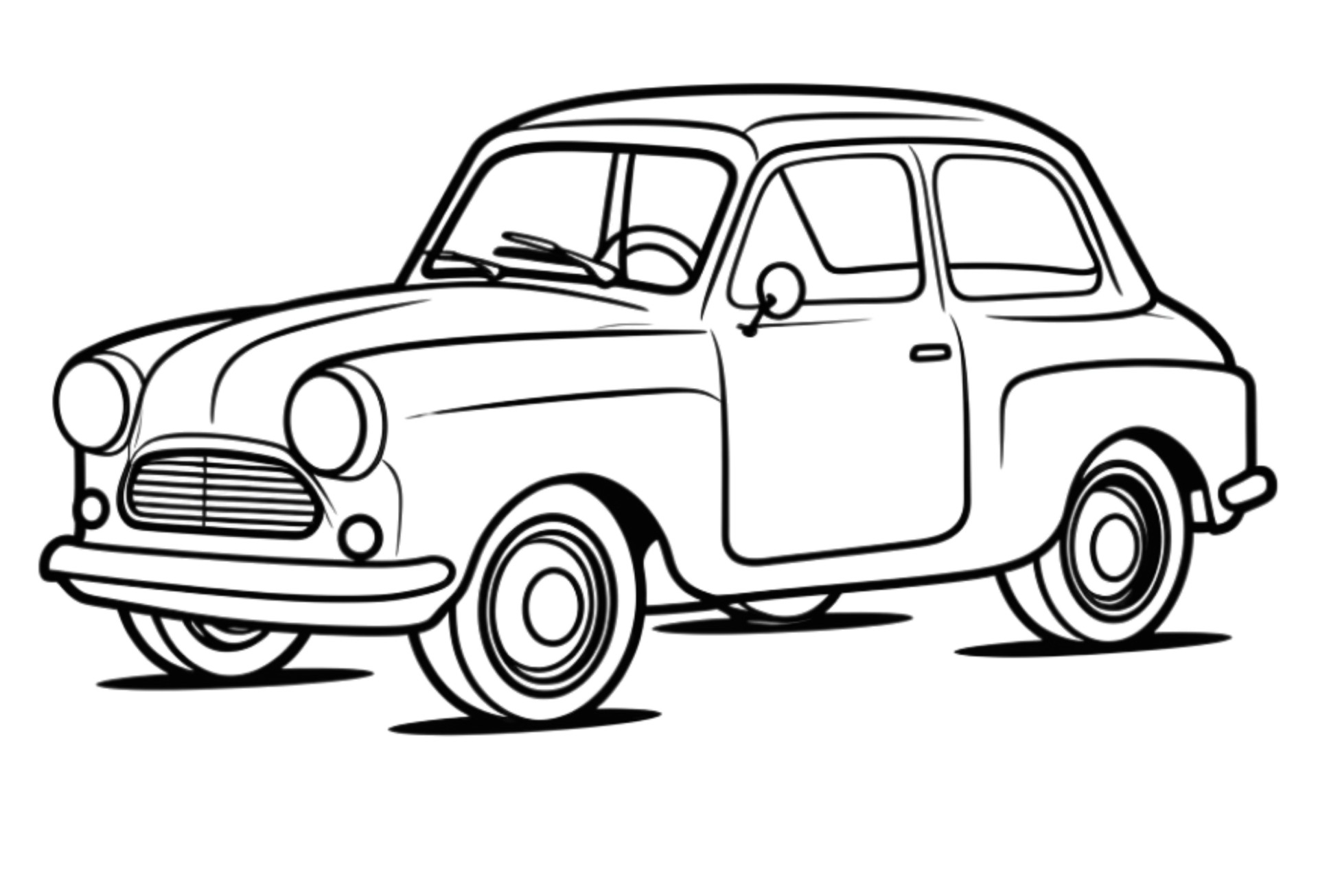 car, simple drawing for kids car, black and white 42165558 PNG