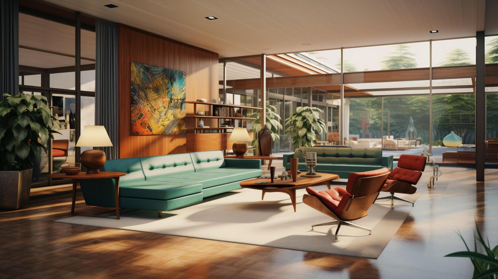 AI generated Mid-Century Modern interior design high quality 42191043 ...