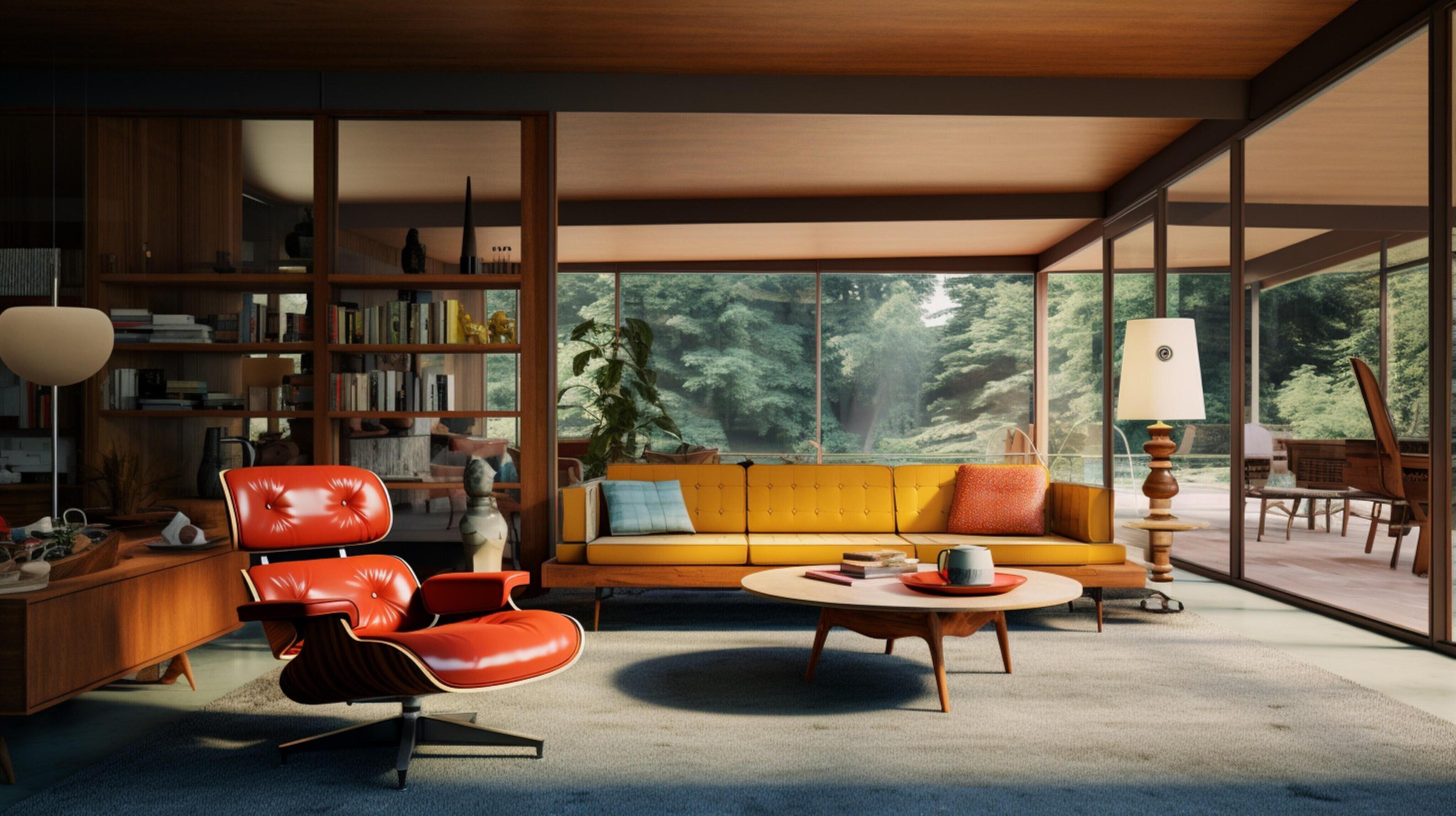 AI generated Mid-Century Modern interior design high quality 42191055 ...