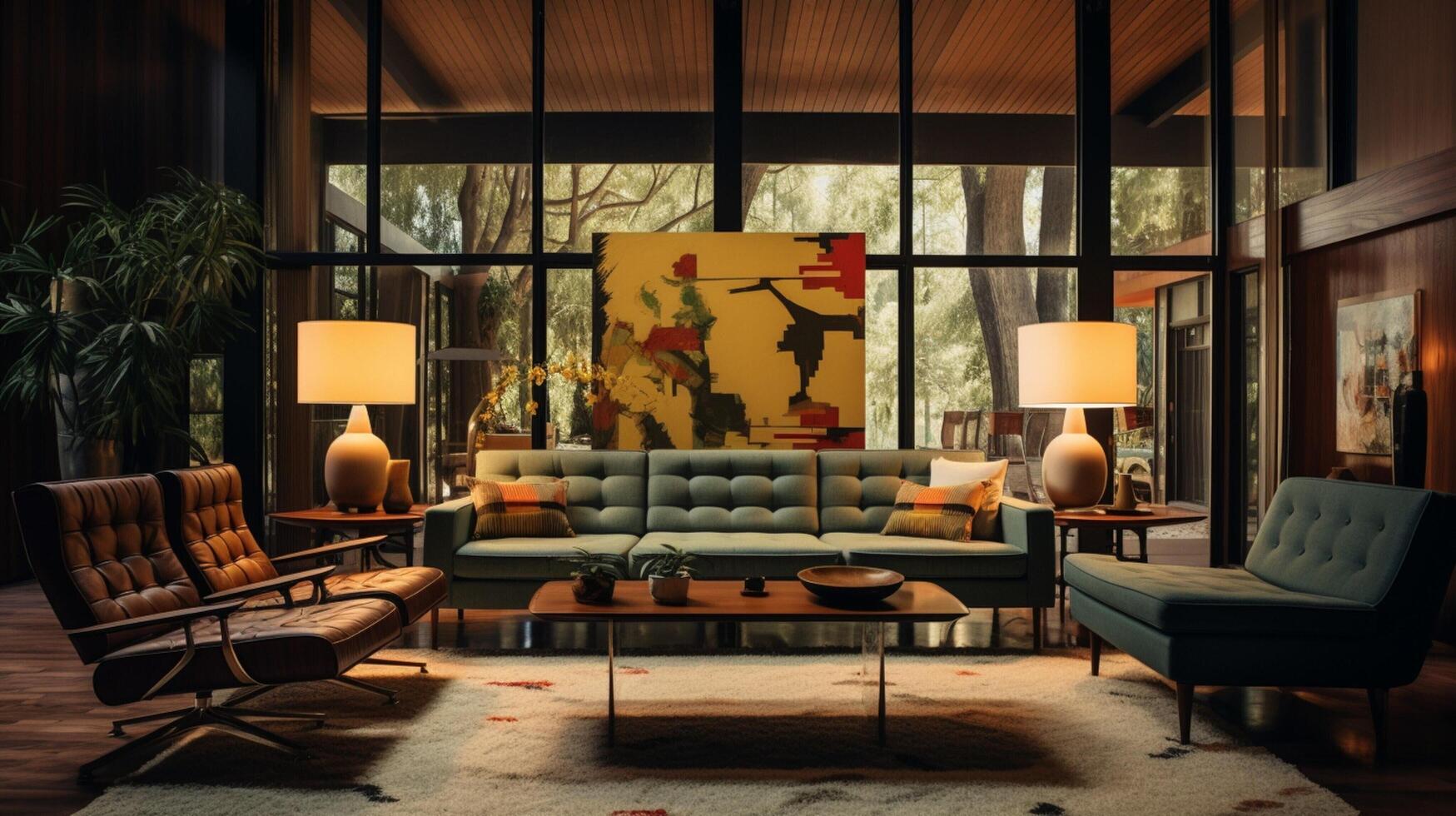 AI generated Mid-Century Modern interior design high quality 42191063 ...