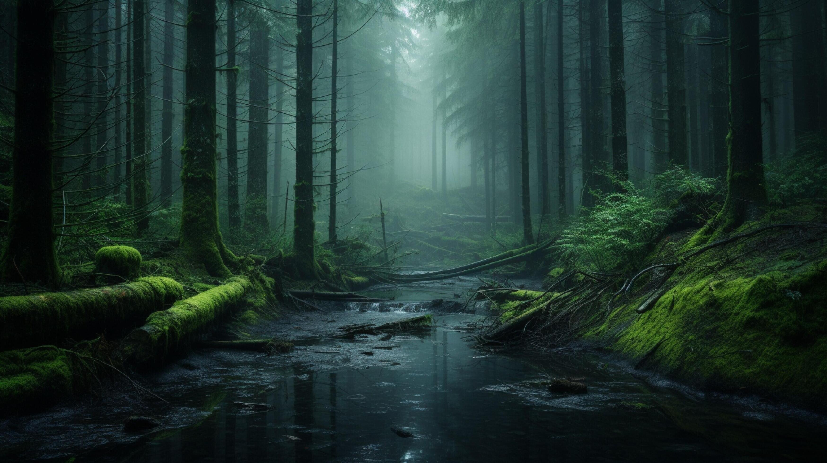 AI generated Rainy Forest Serenity Background 42195584 Stock Photo at ...