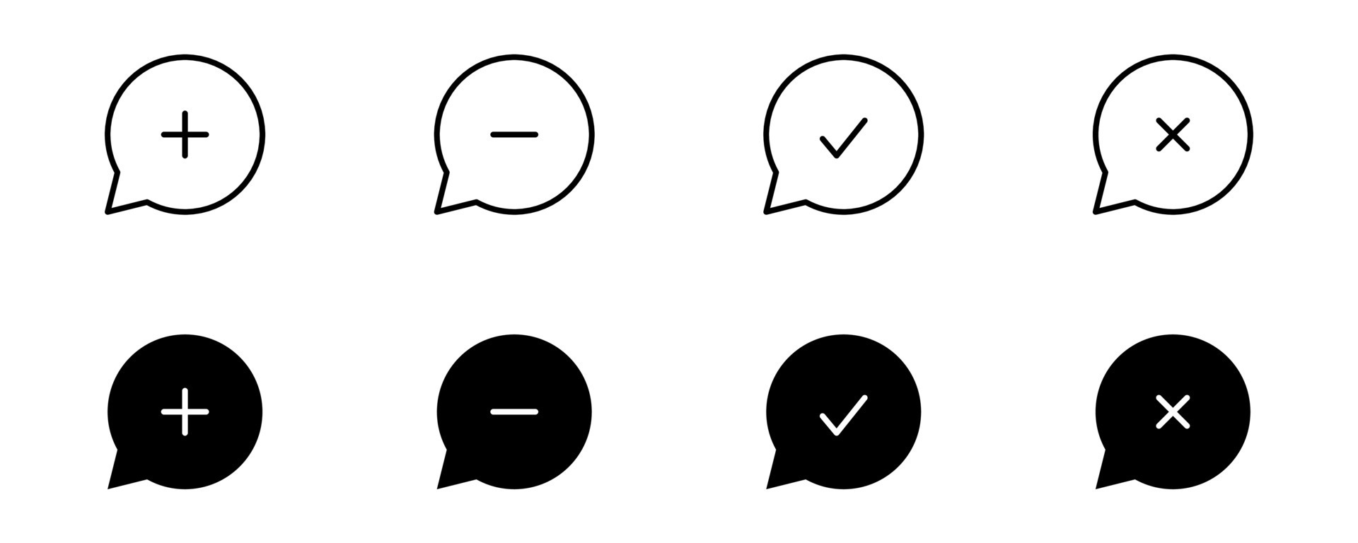 Message Icon Set Email And Chat Plus Minus Right Wrong Comment
