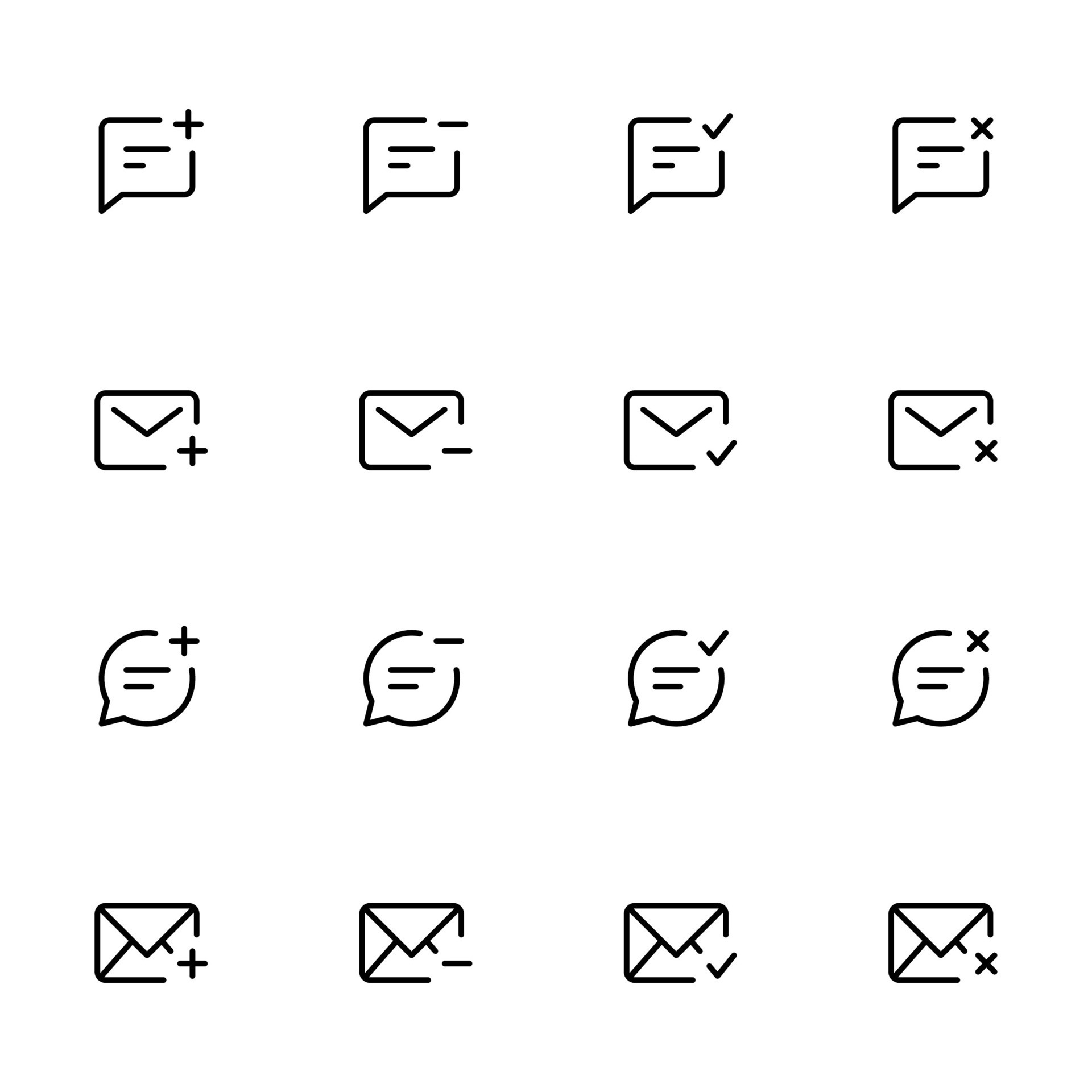 Chat Icon Set Chat Plus Minus Right Wrong Comment Plus Comment