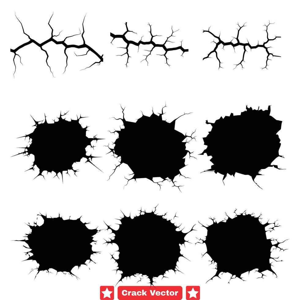 Abstract Crack Patterns Versatile Vector Silhouette Set for Creative ...
