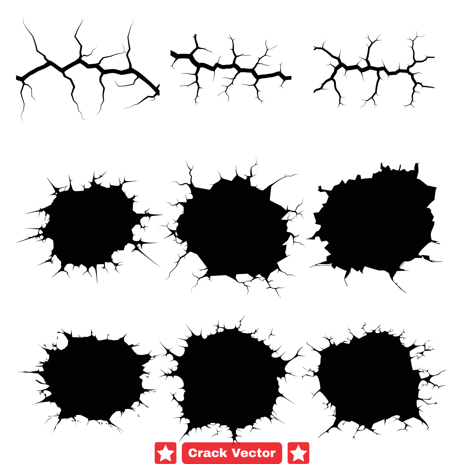 Abstract Crack Patterns Versatile Vector Silhouette Set for Creative ...