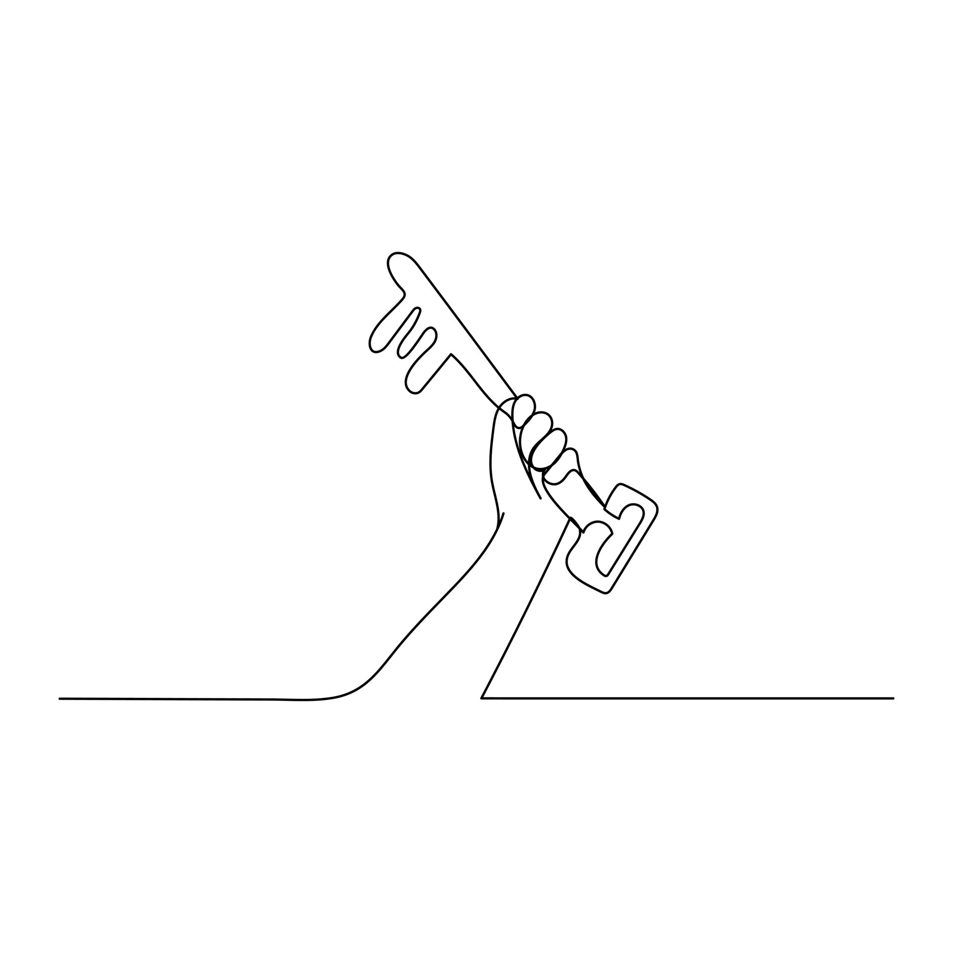 Key Single Line Vector One Continuous Line Drawing Of Key Key Line Icon