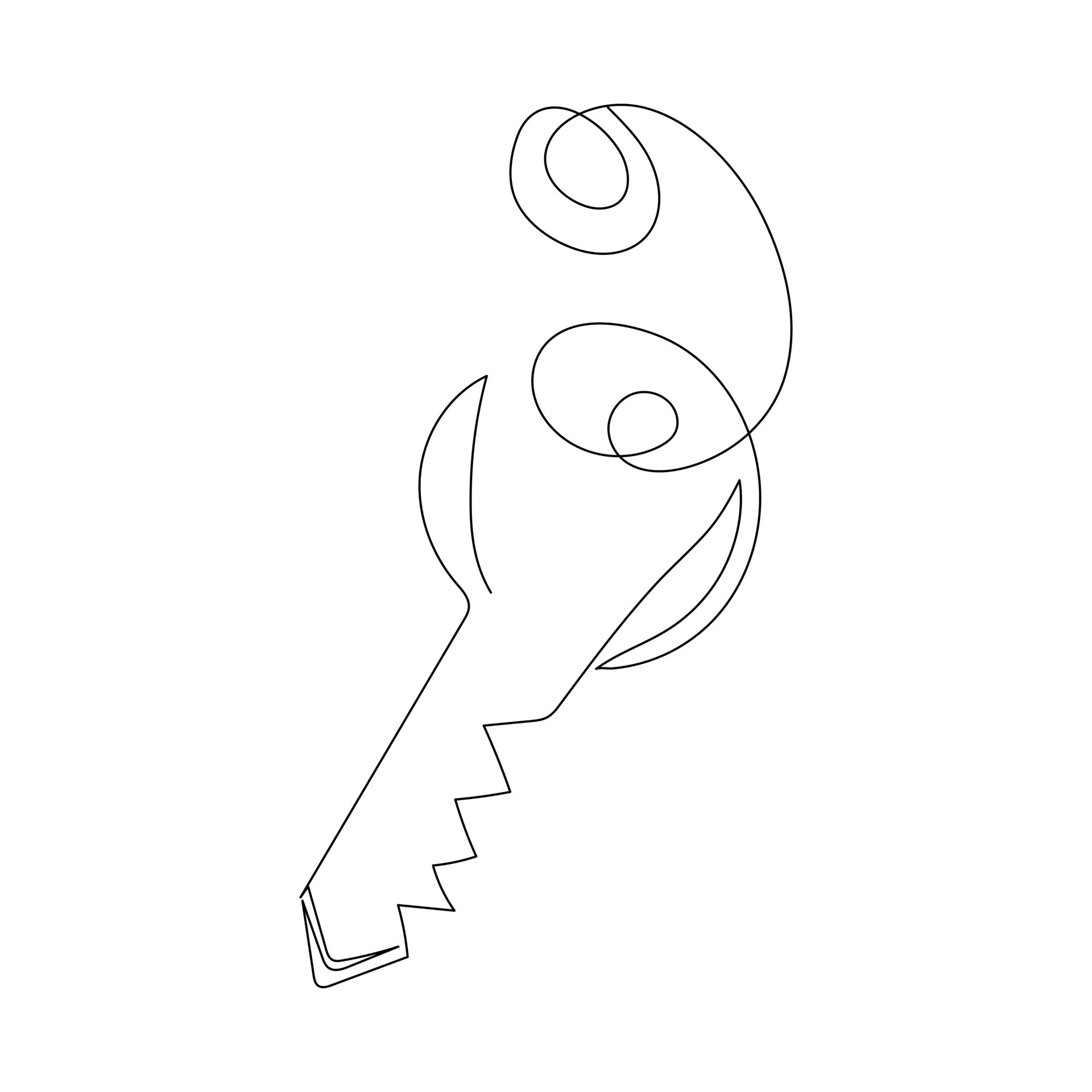 Key Single Line Vector One Continuous Line Drawing Of Key Key Line Icon