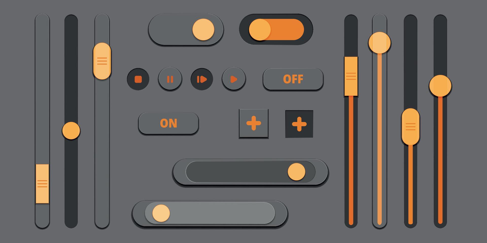 3d Slider Bar In Gray And Orange Scroll Down Button Panel Switch Control Website Element Web