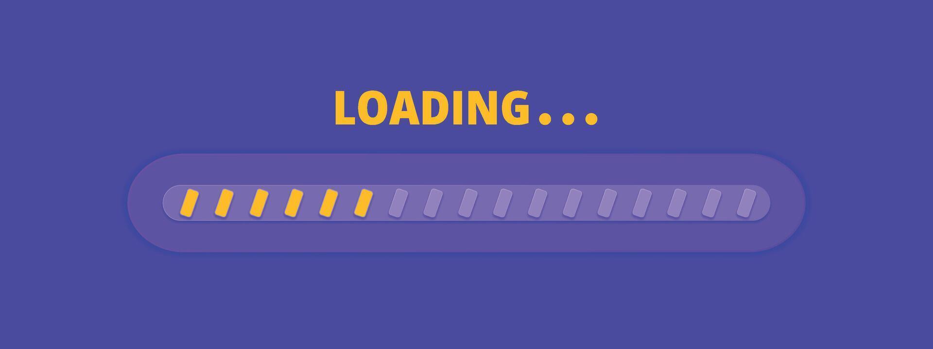 Speed upload or download. Load bar progress icon. A bright yellow element of a mobile app or ...