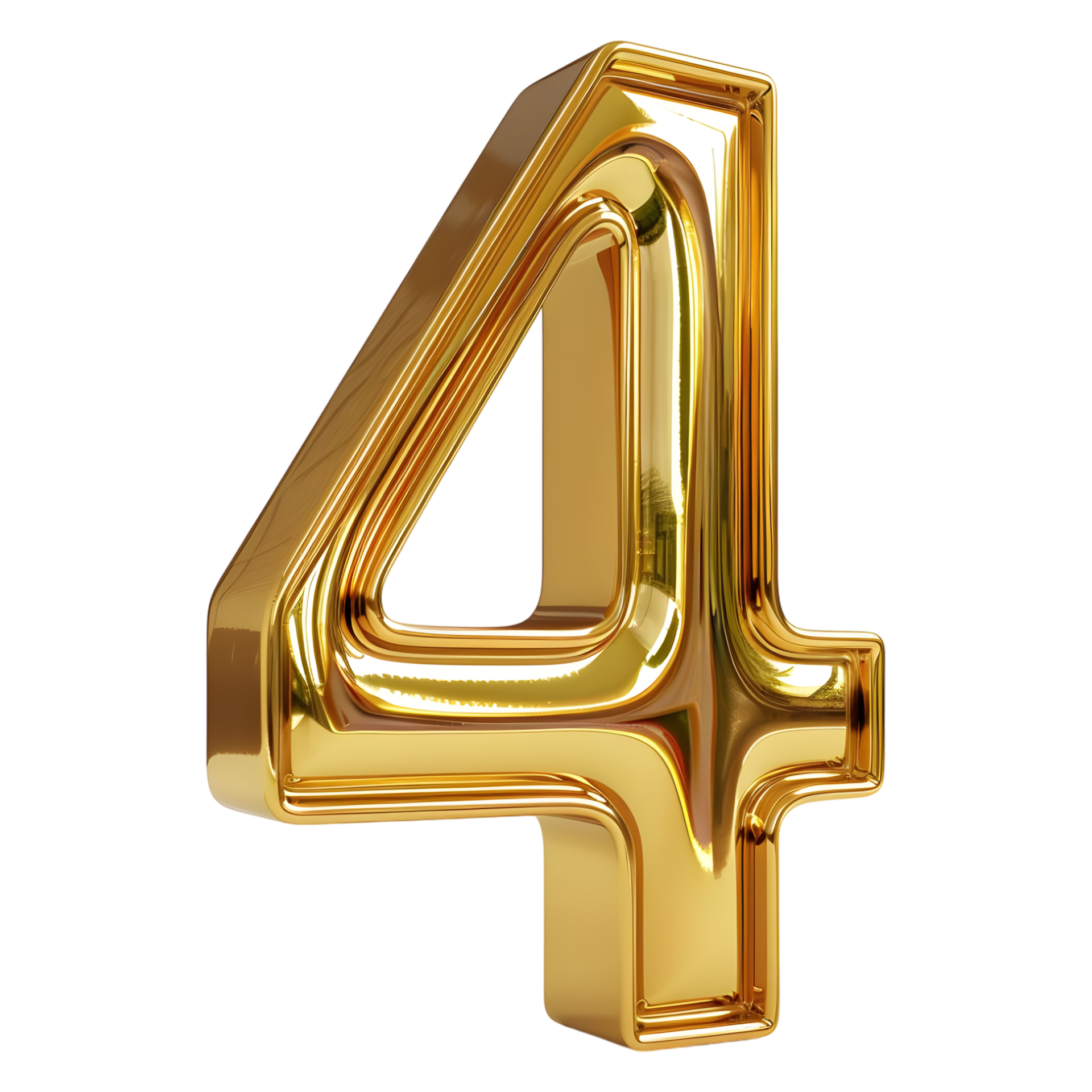AI generated 3D Rendering of a alphabet number 4 Letter on Transparent ...
