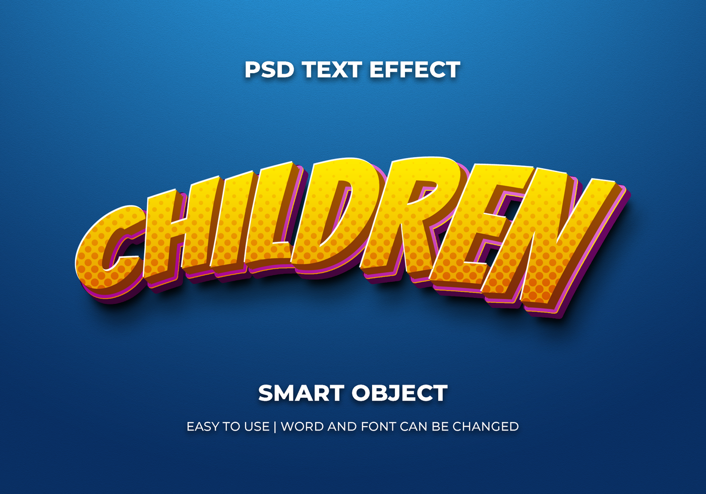 PSD yellow children 3d editable text effect style 42272745 PSD