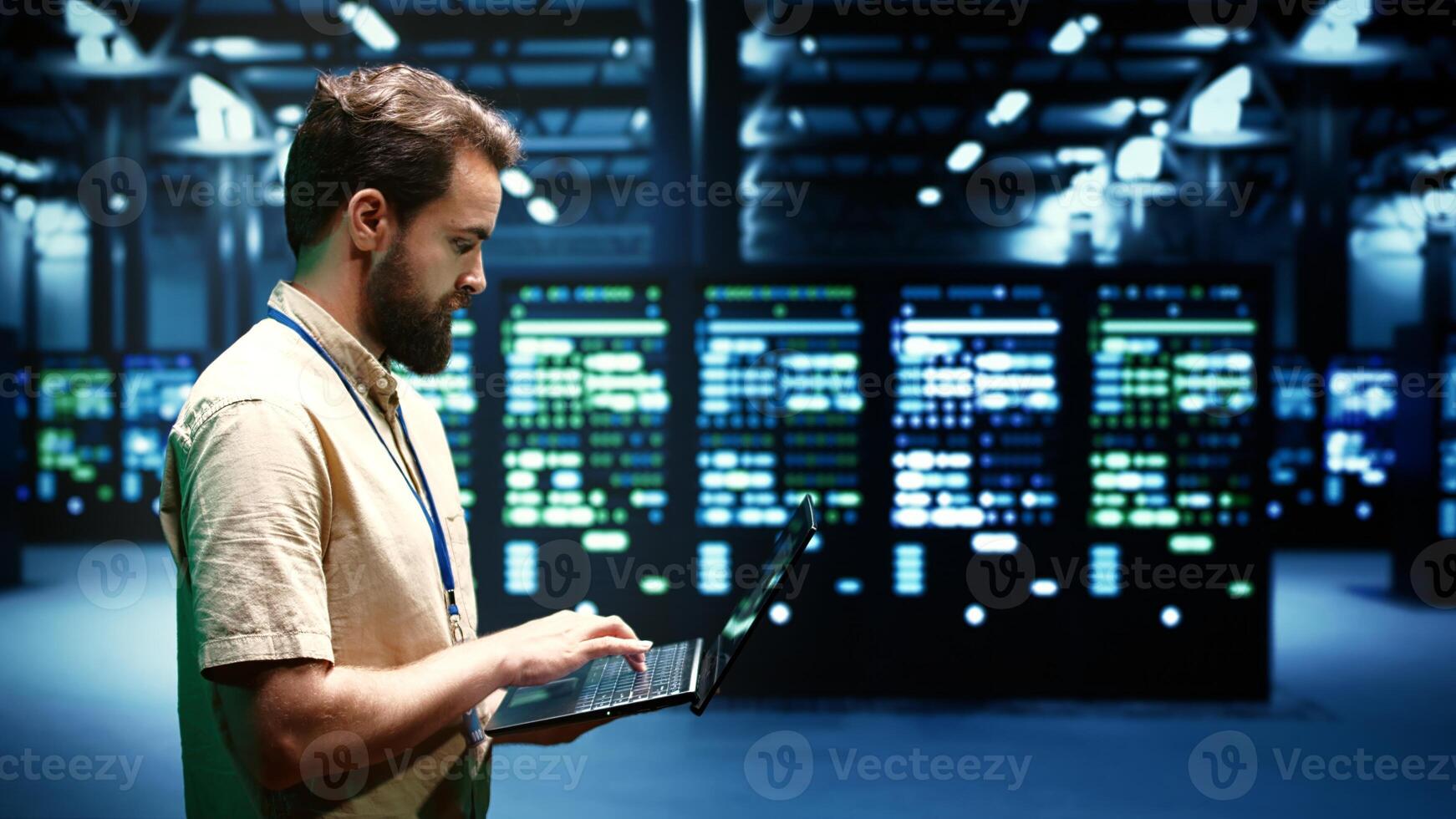Developer checking event logs and diagnostic tools to identify server issues root cause ...