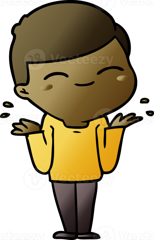 cartoon smiling boy shrugging shoulders 42277163 PNG