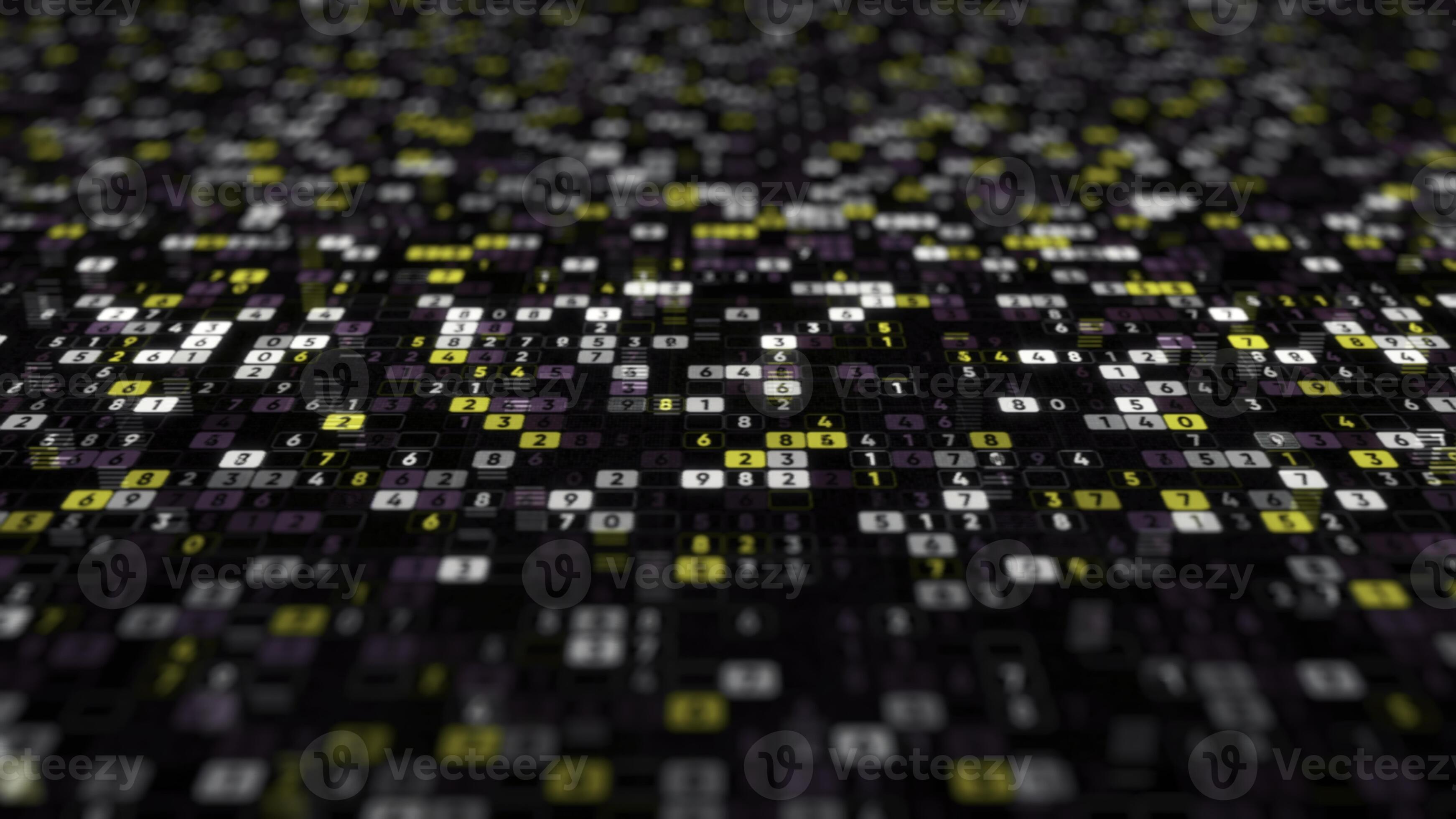 Abstract animation with plenty of digits changing their values on the ...