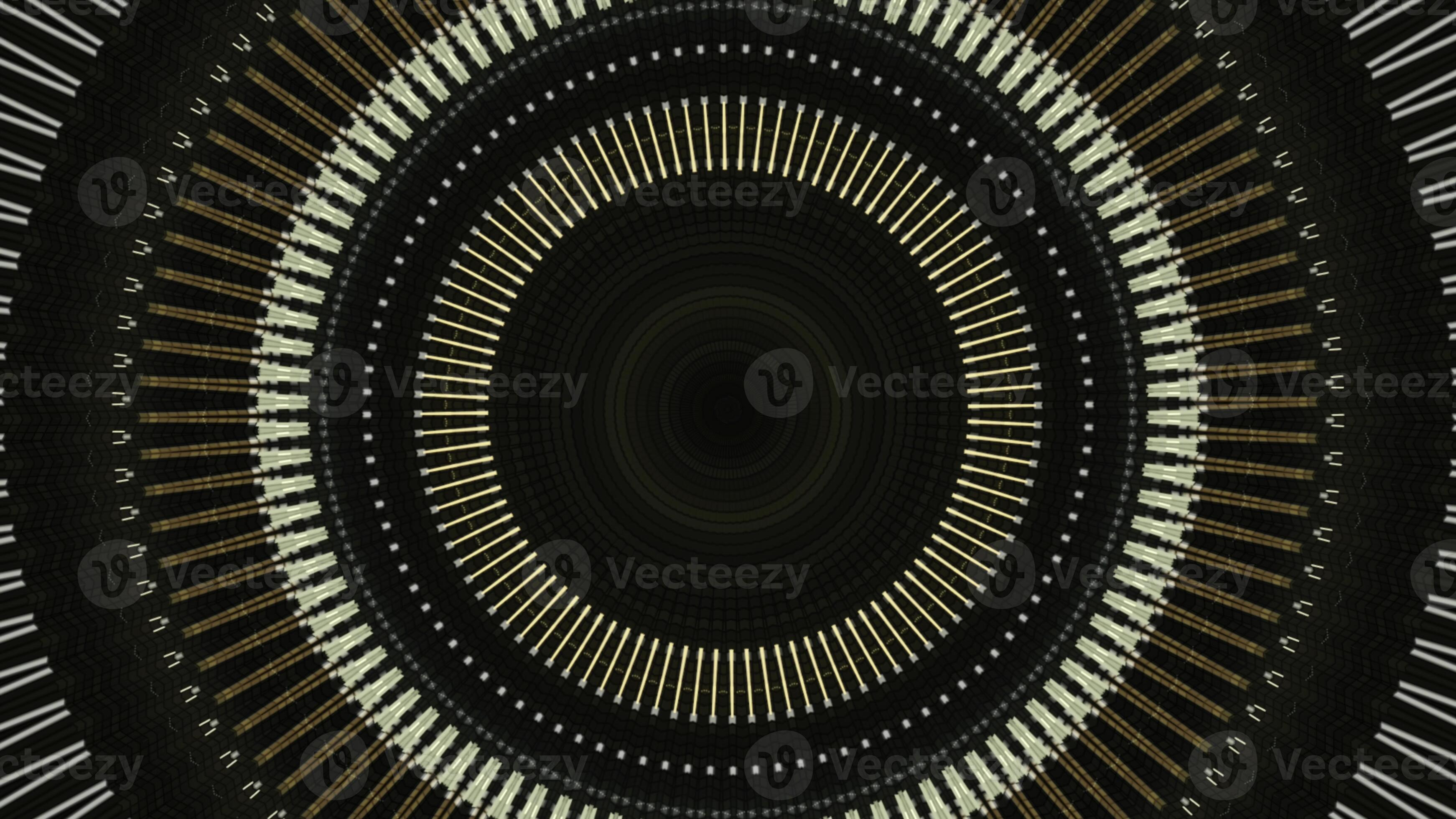 Abstract moving flashing large rings on black background, seamless loop. Animation. Pulsating ...