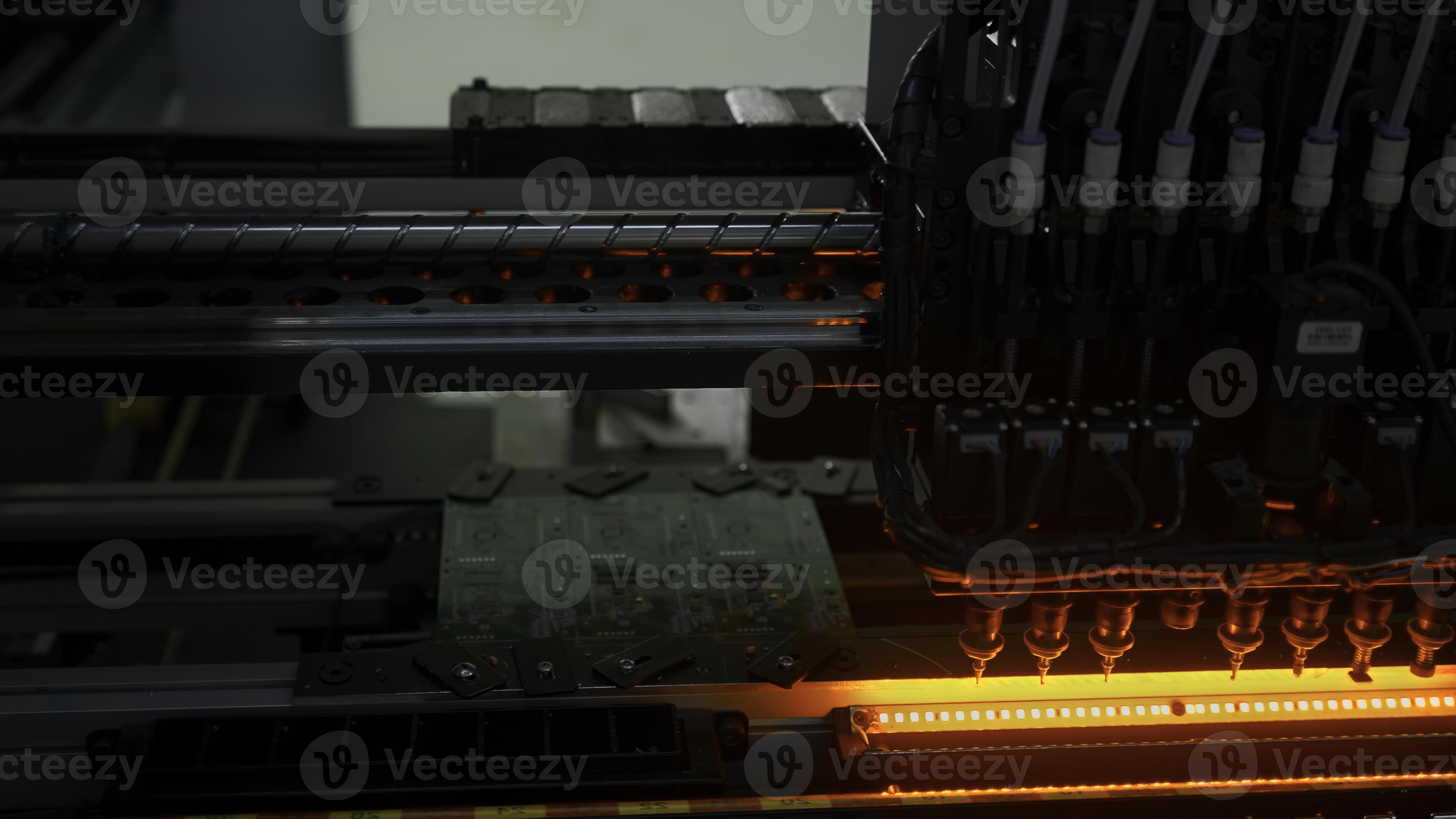 Fully Automated Assembly Line At Electronics Factory Creative Component Installation On