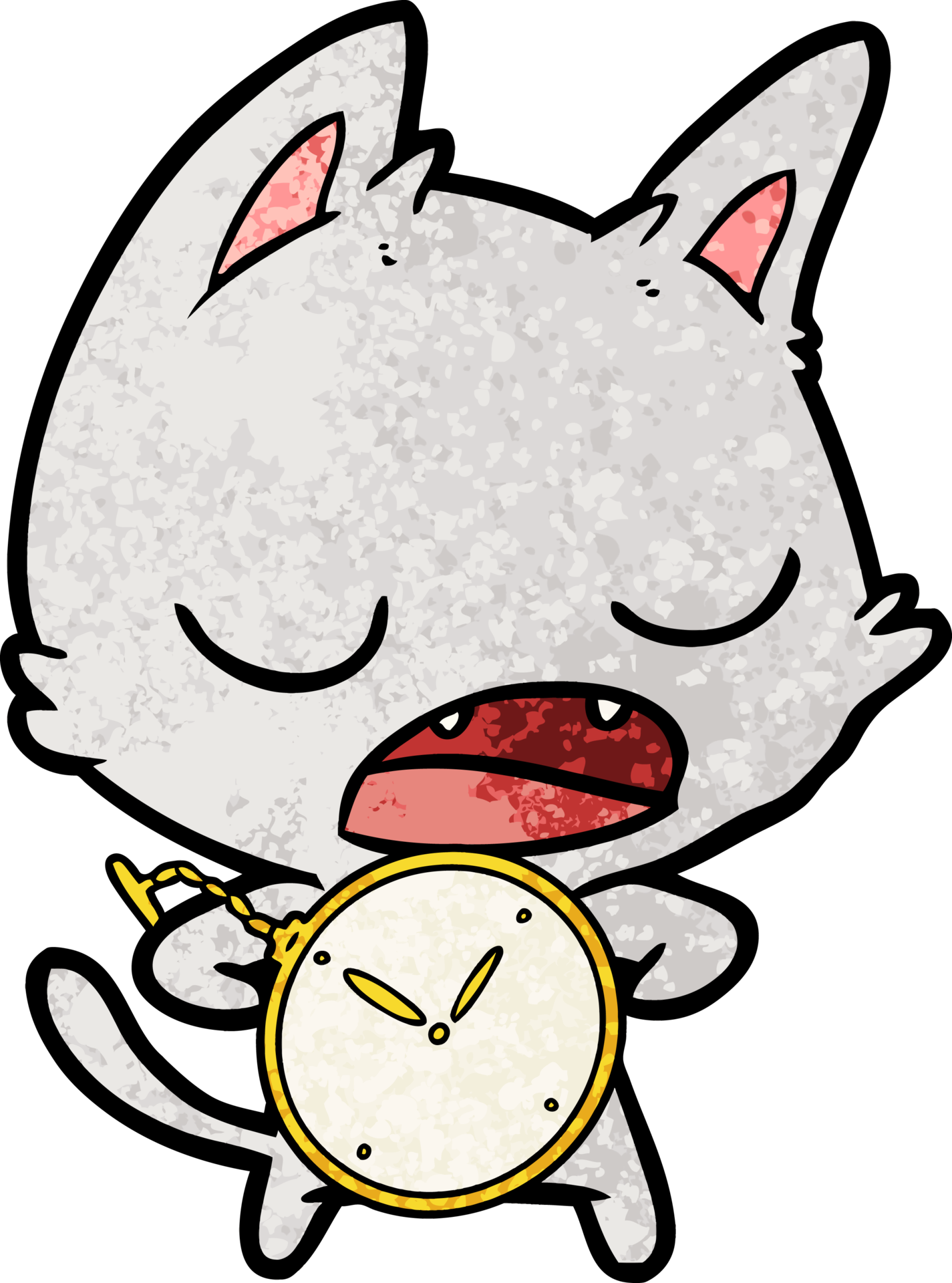 Talking Cat Cartoon With Stopwatch 42281589 Png