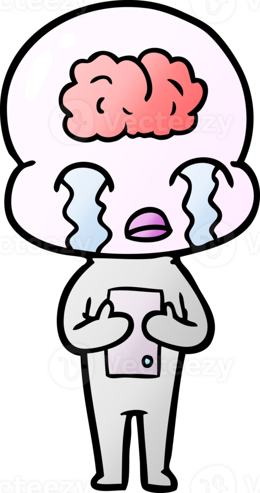 Cartoon Big Brain Alien Crying 42281821 Png