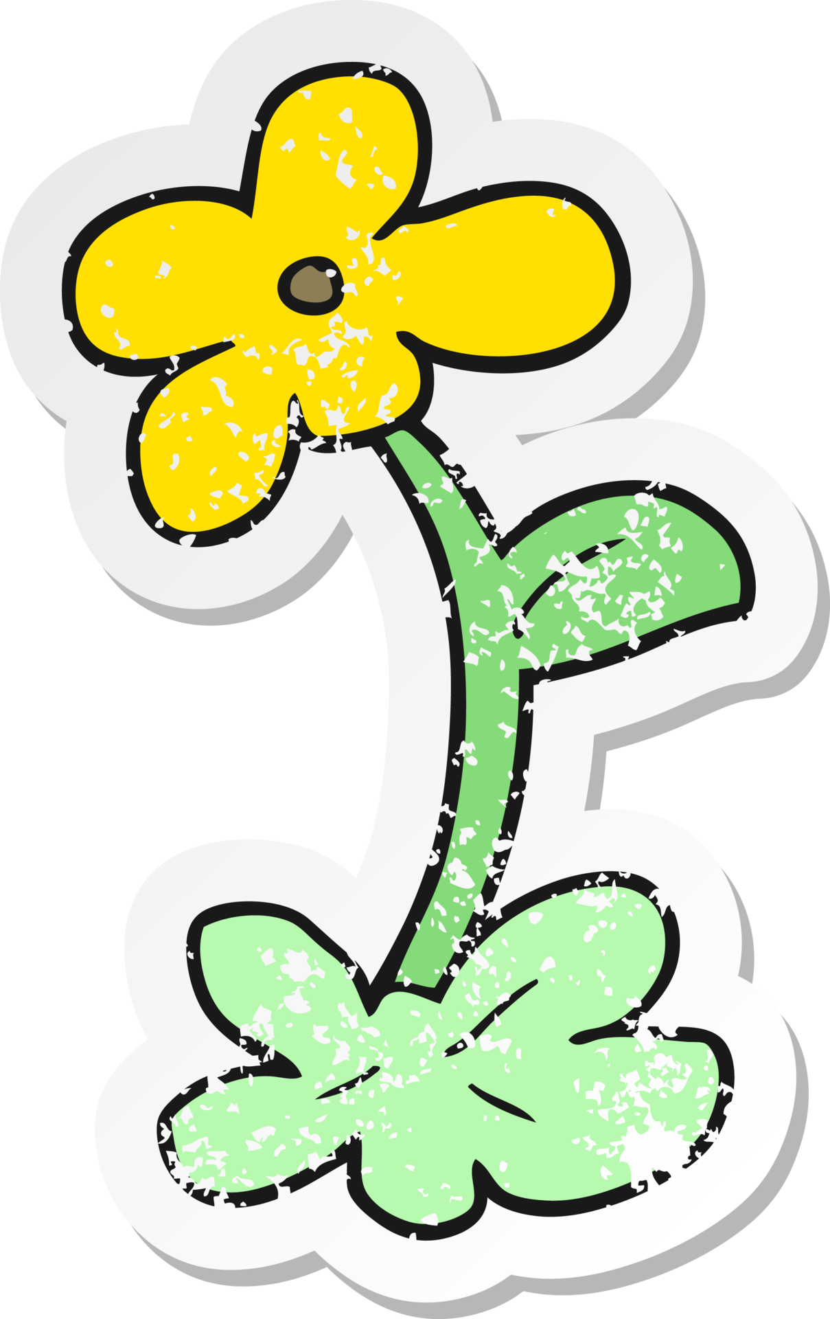 autocollant en détresse d'une fleur de dessin animé 42282360 PNG
