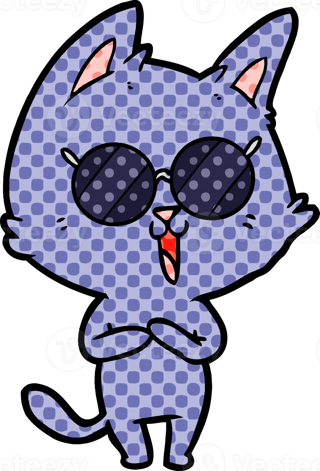 Funny Cartoon Cat Wearing Sunglasses 42324835 Png