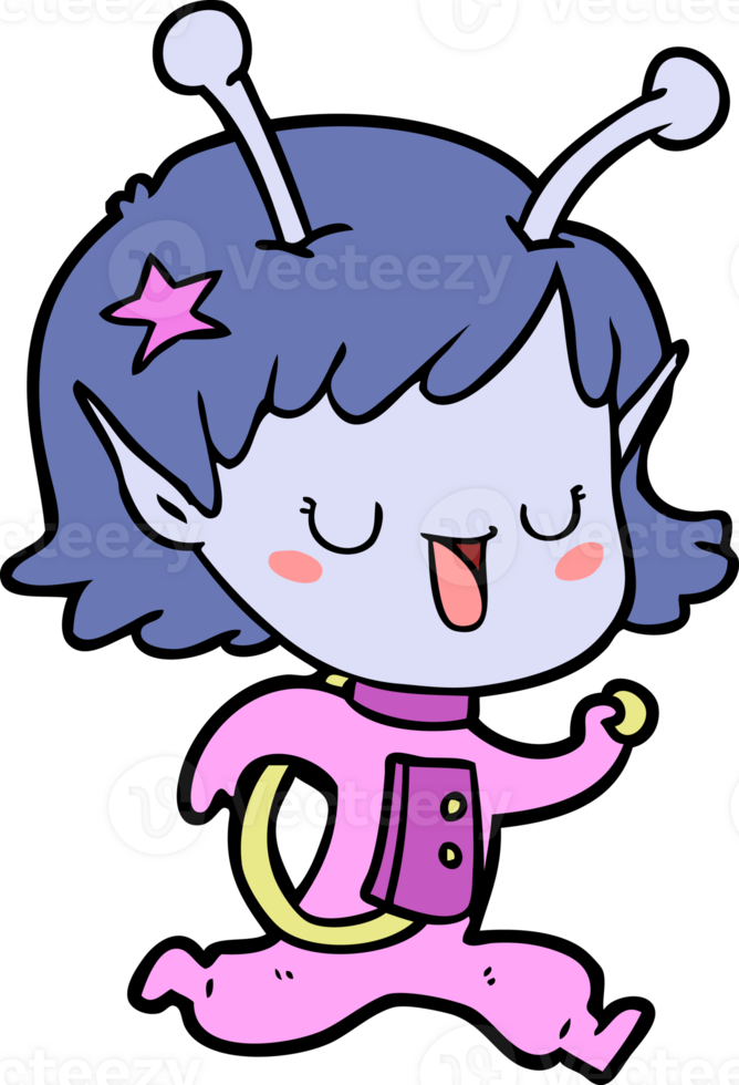 Happy Alien Girl Cartoon 42325639 Png