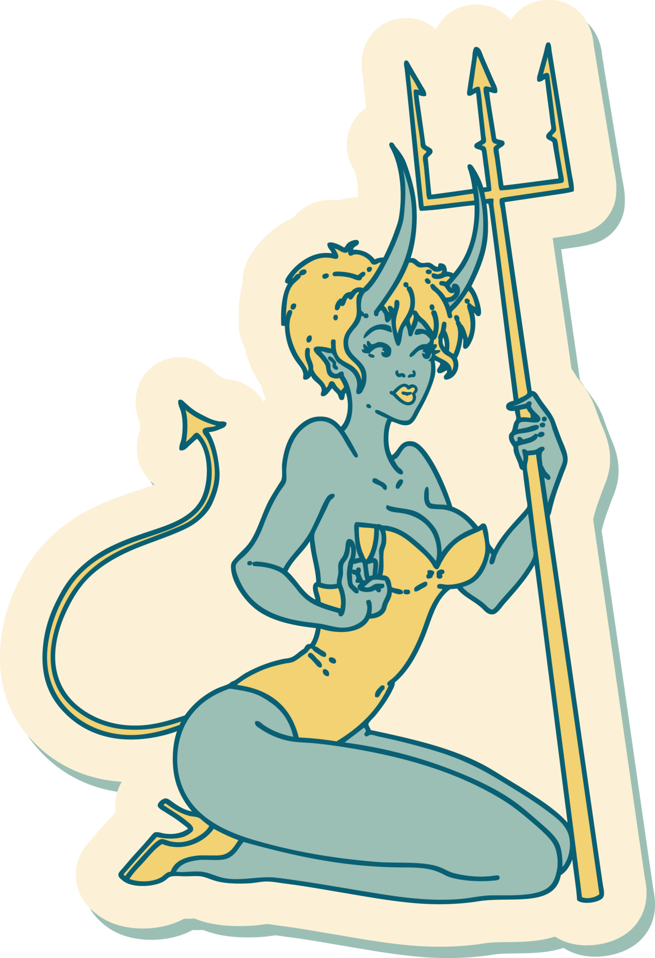 sticker of tattoo in traditional style of a pinup devil girl 42326757 PNG
