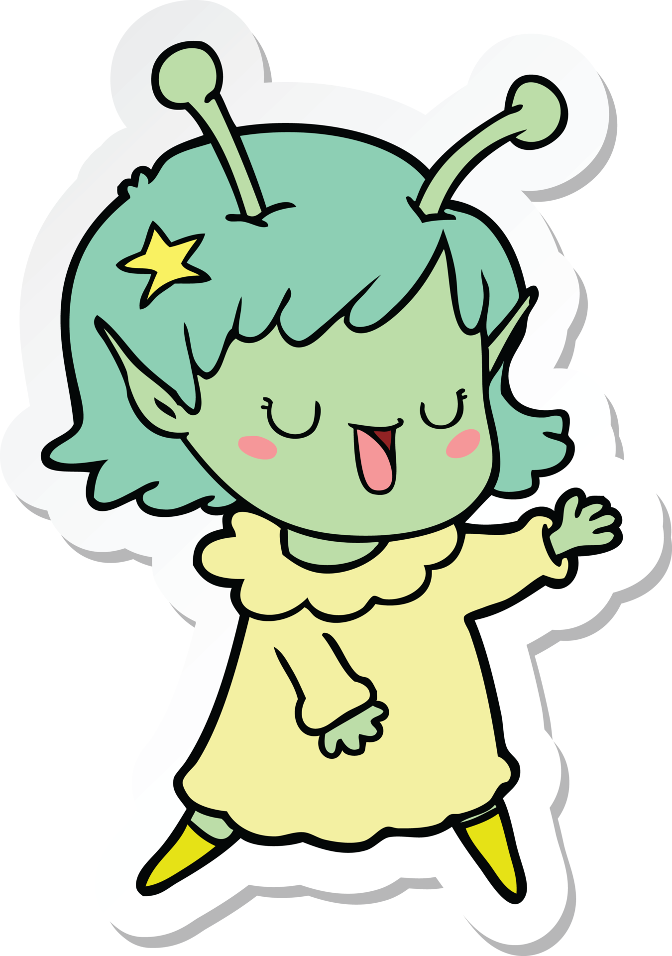 Sticker Of A Happy Alien Girl Cartoon 42326910 Png