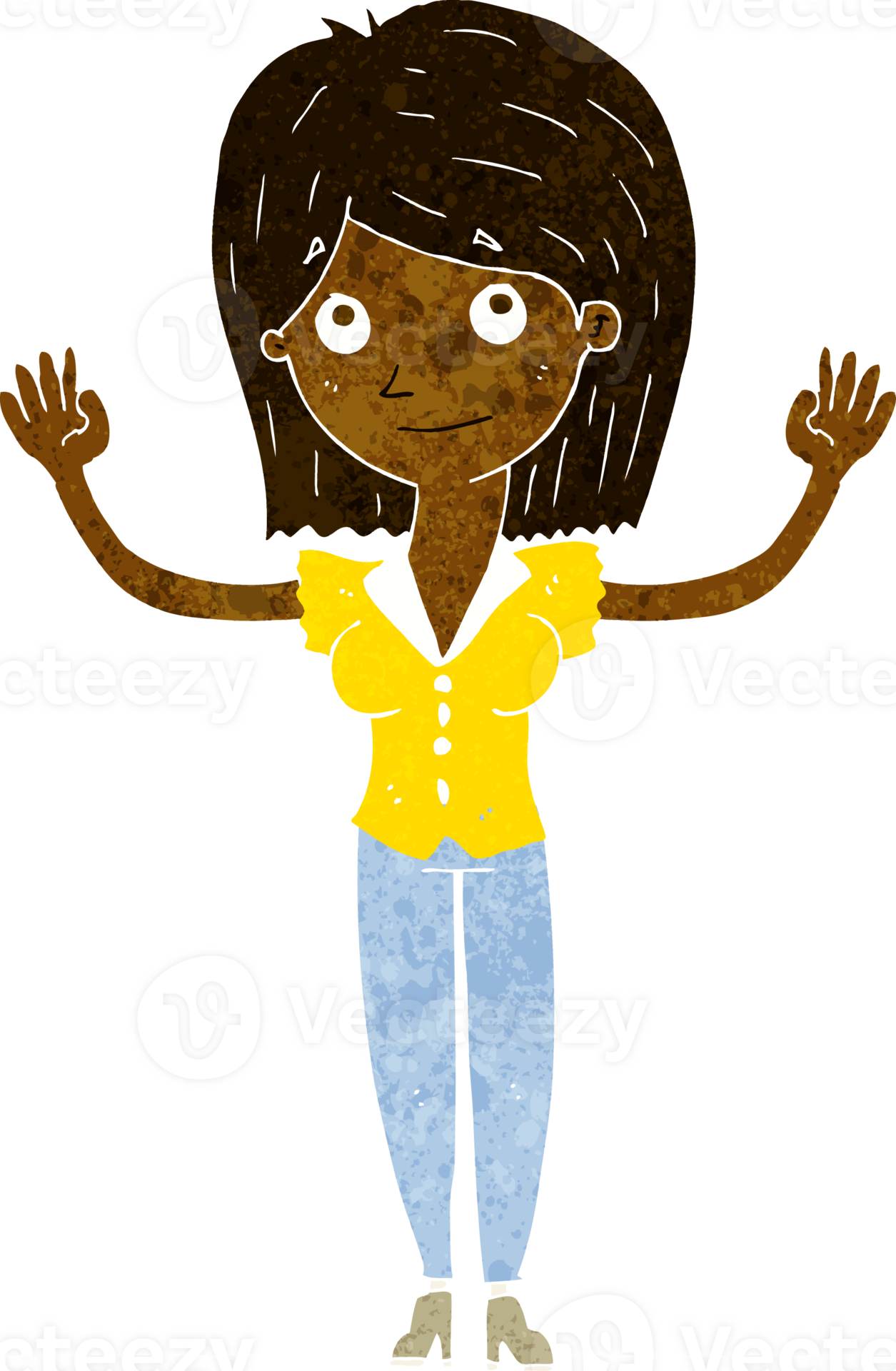 Cartoon Woman Holding Up Hands 42328474 Png