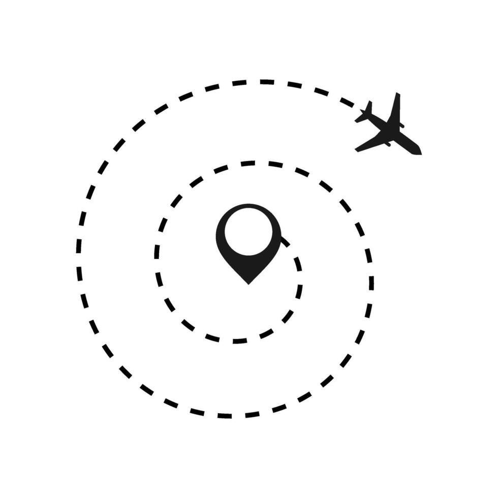 Airplane Line Path Air Plane Flight Route With Start Point And Dotted