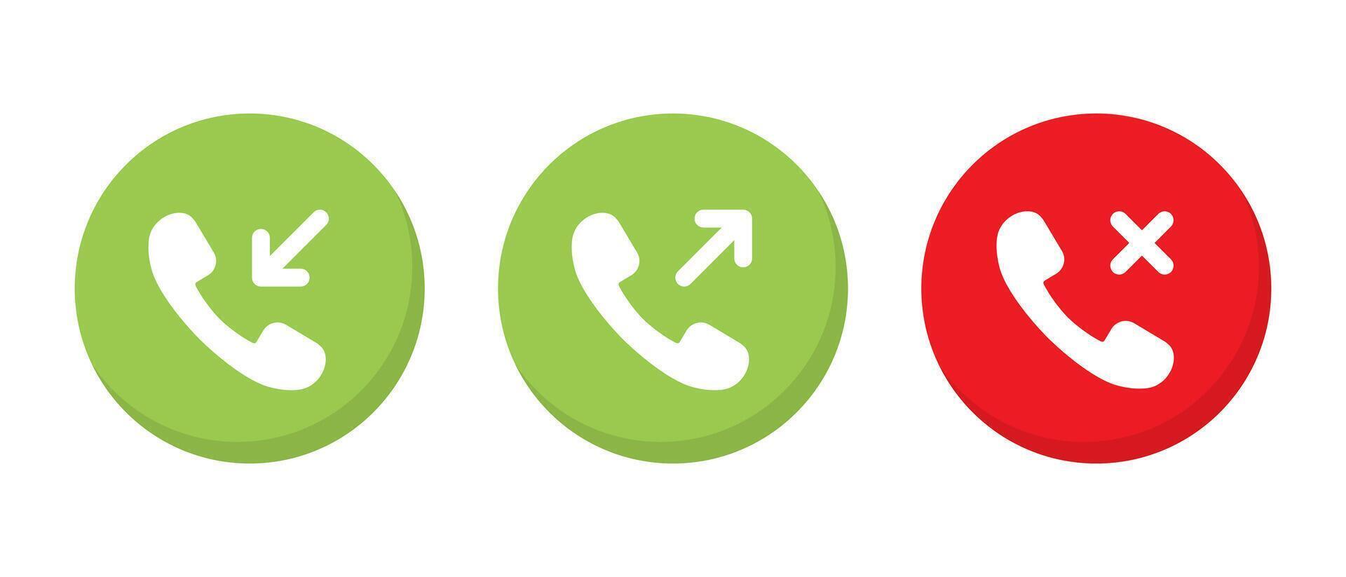 Incoming, outgoing, and missed call icon vector in flat style 42328800 Vector Art at Vecteezy