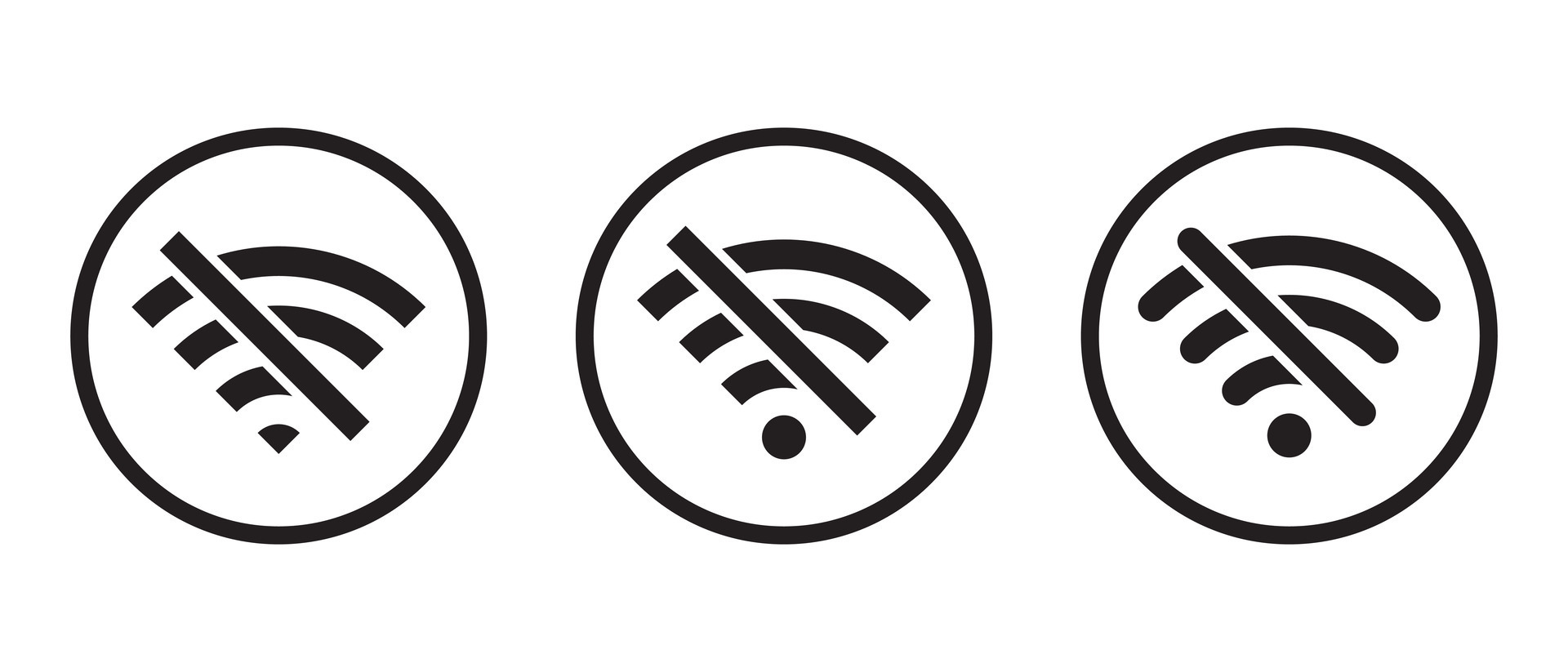 No Wifi Sign Icon Vector Circle Line Disconnected Wireless Network