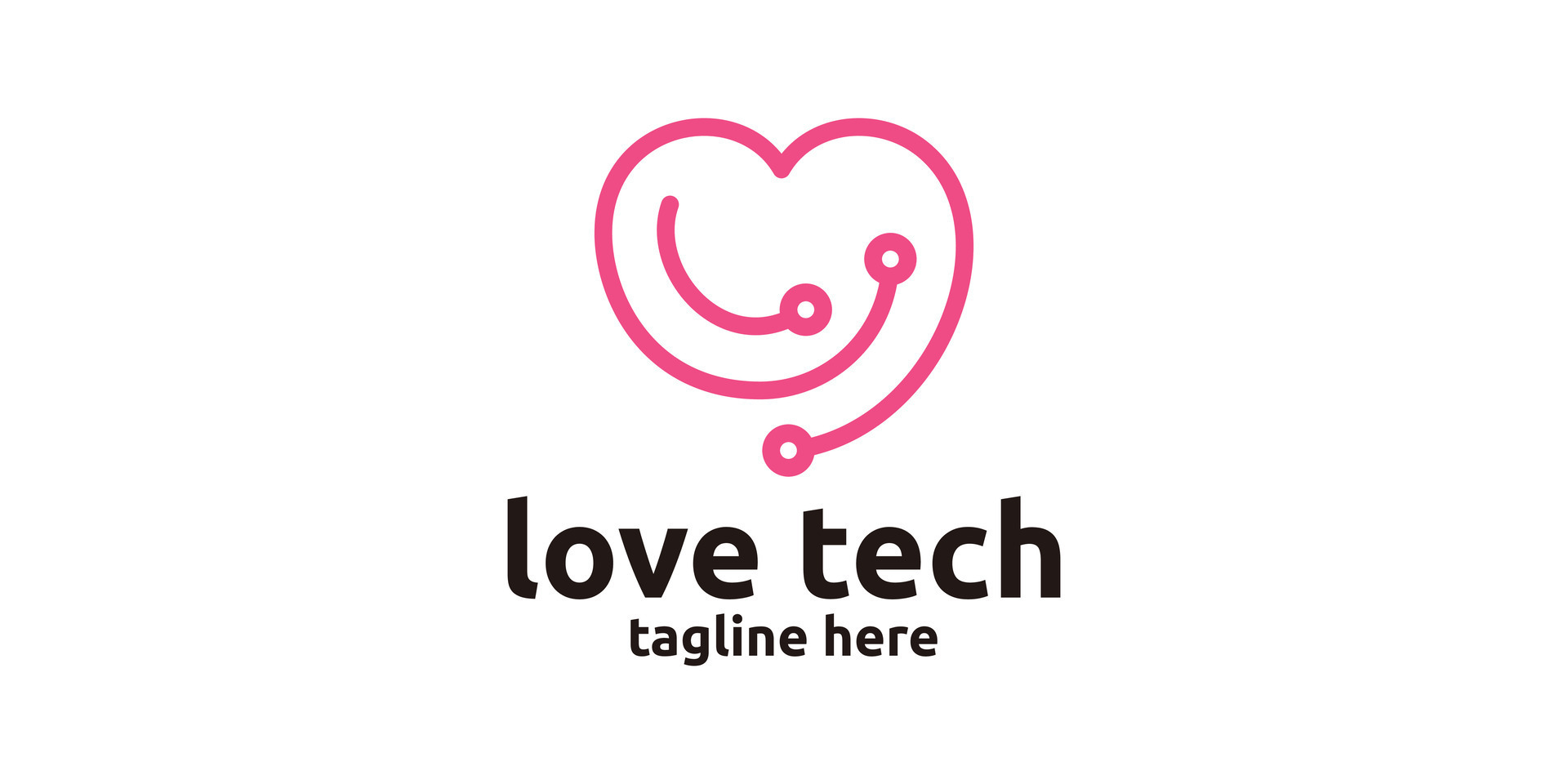 creative love tech logo design, heart and technology logo design, logo design template, symbol ...