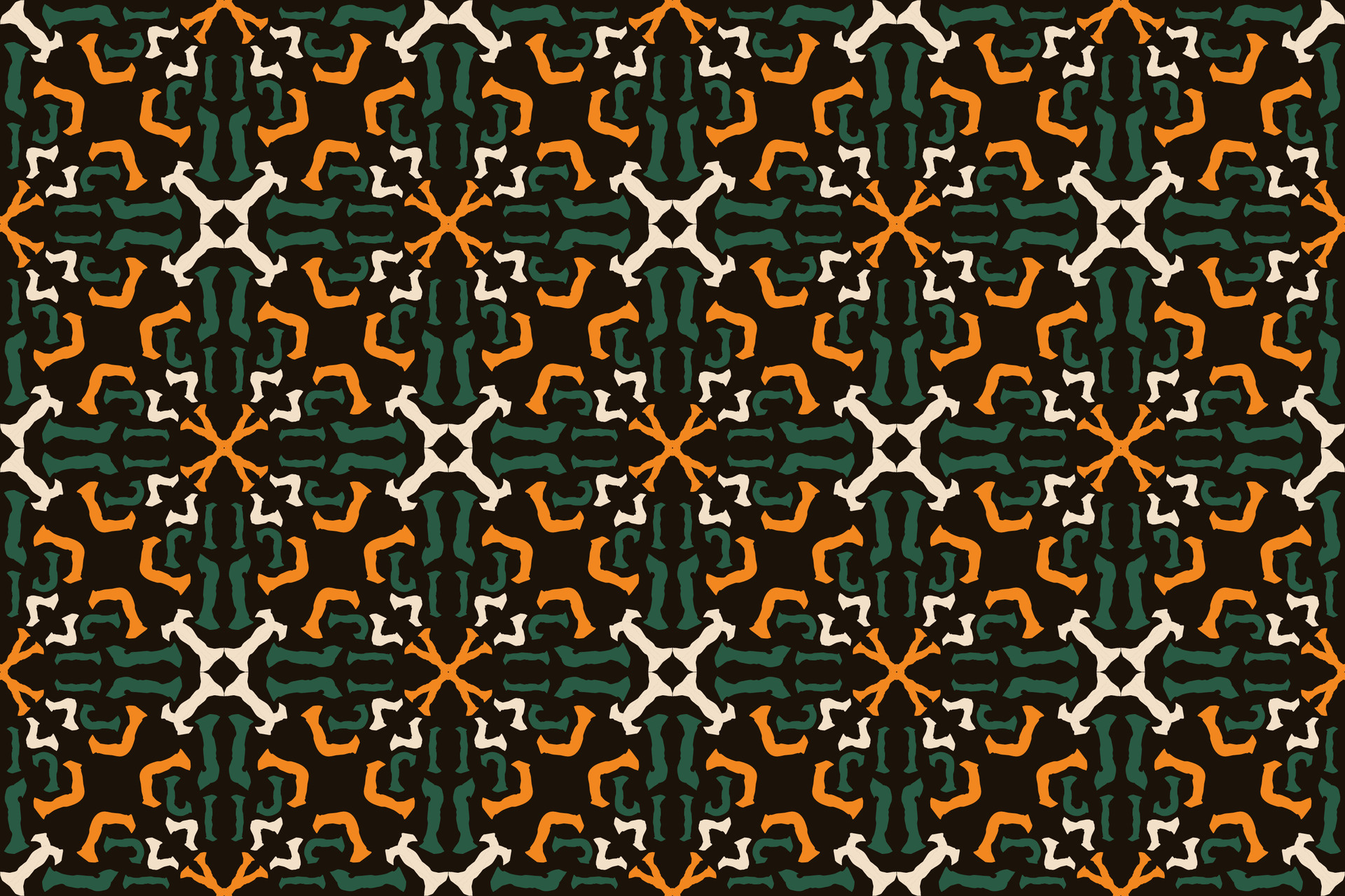 Pattern With Floral And Geometric Elements Intersecting Curved And