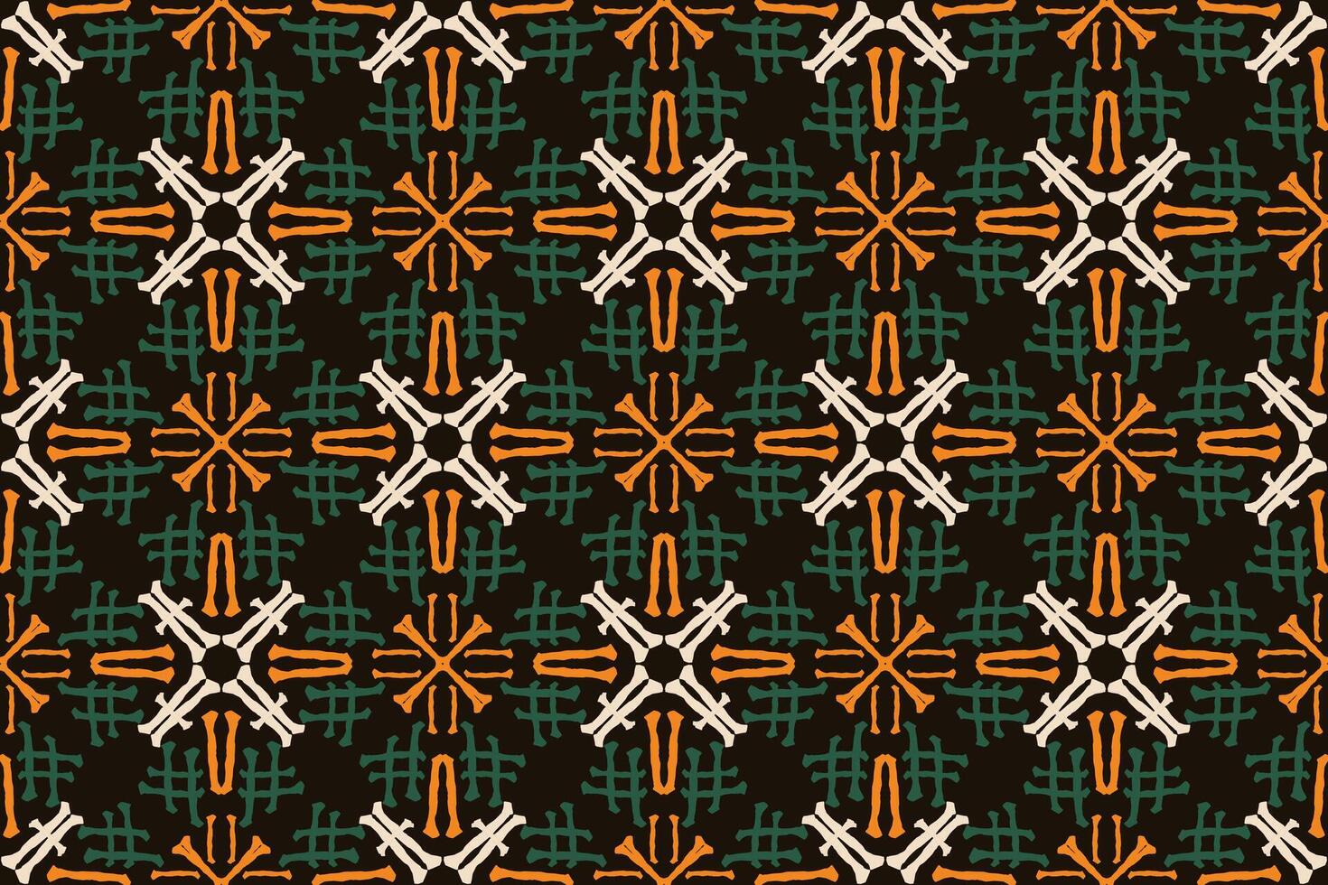 Pattern With Floral And Geometric Elements Intersecting Curved And