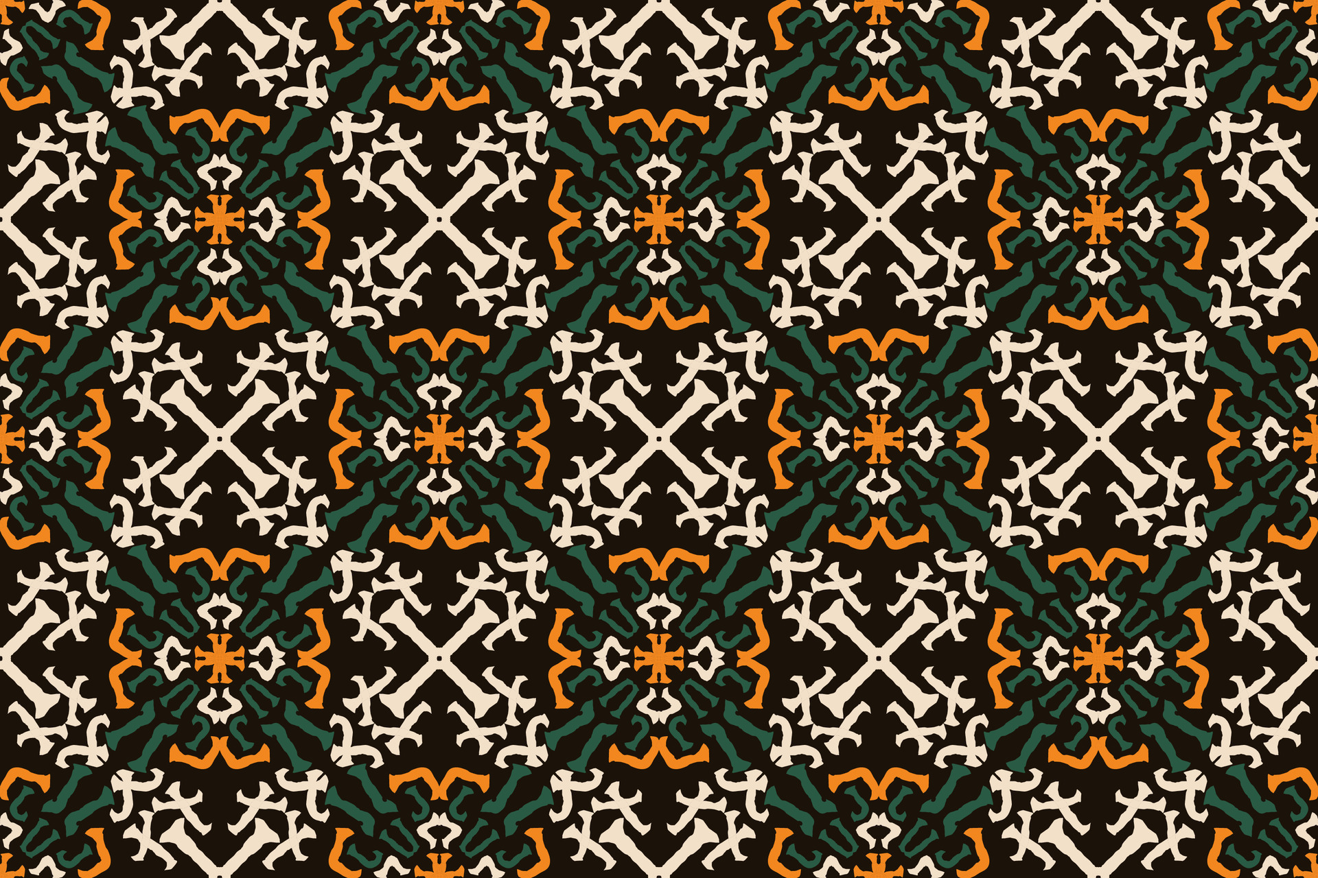 Pattern With Floral And Geometric Elements Intersecting Curved And