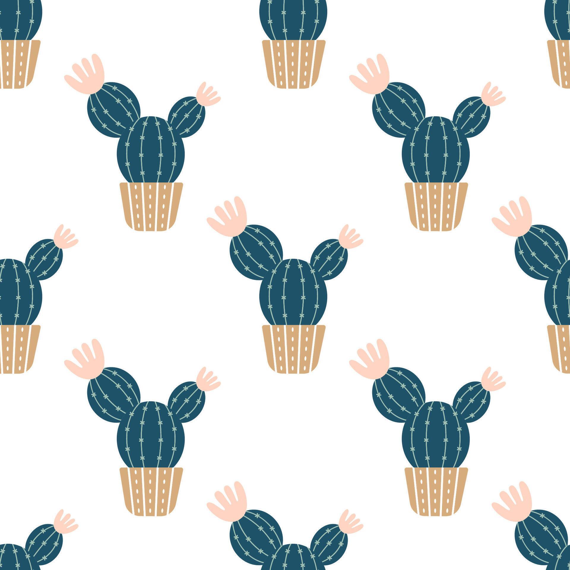 Cute cacti in boho style. Cactus seamless pattern. Trendy boho background. Cacti fabric print ...