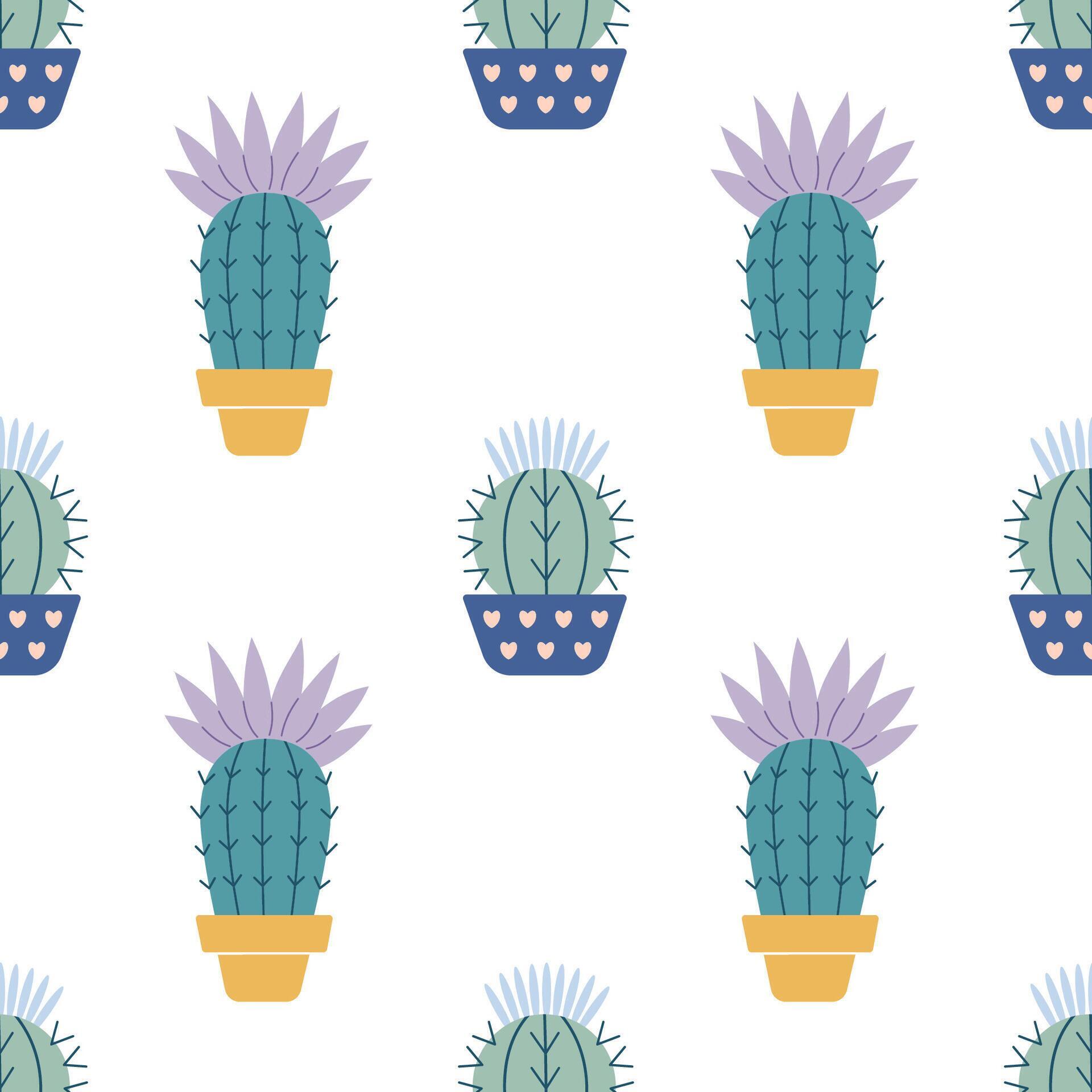 Cute cacti in boho style. Cactus seamless pattern. Trendy boho background. Cacti fabric print ...