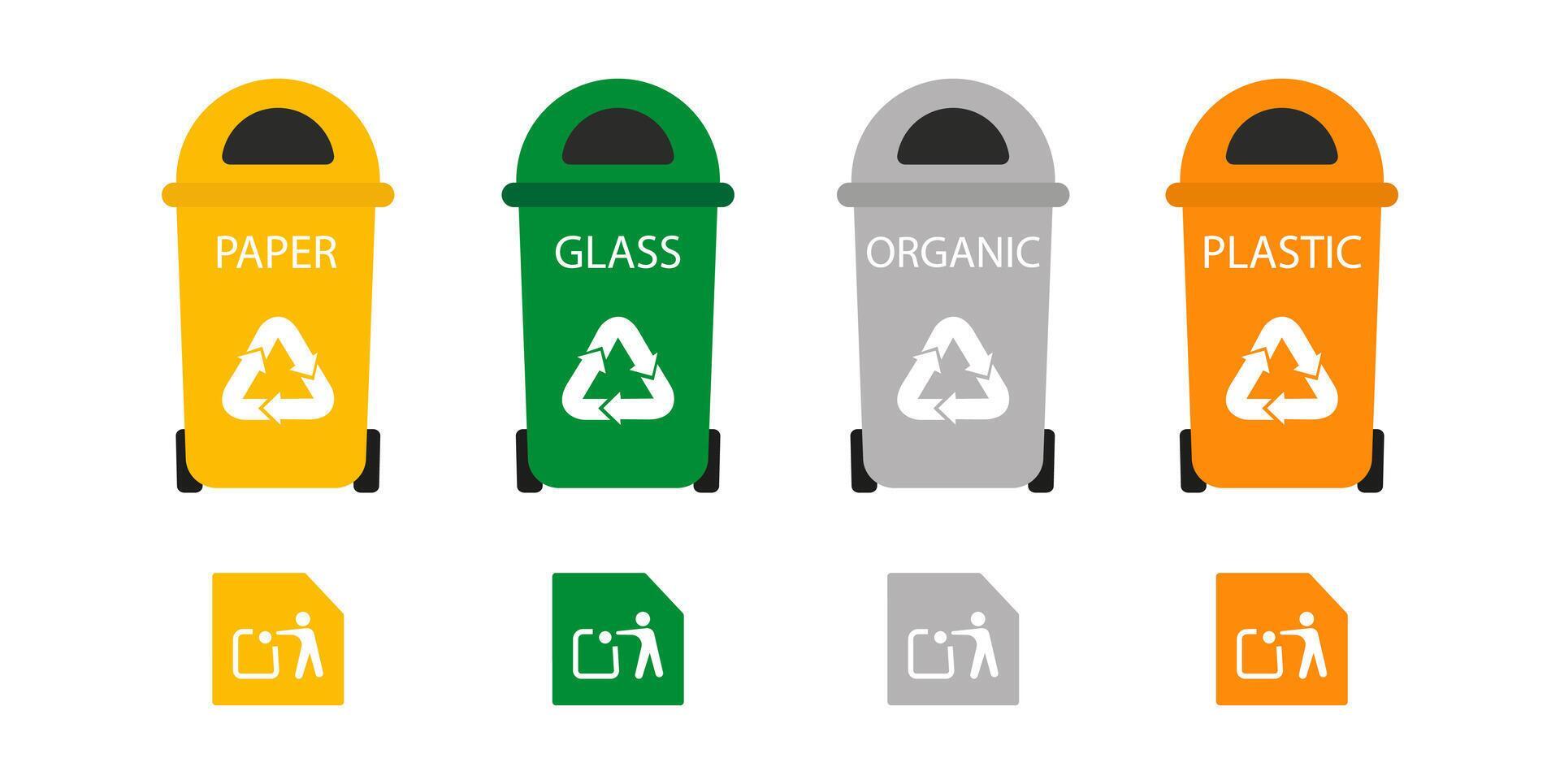 Garbage sorting set. Trash cans icons. Vector illustration 42336391 Vector Art at Vecteezy
