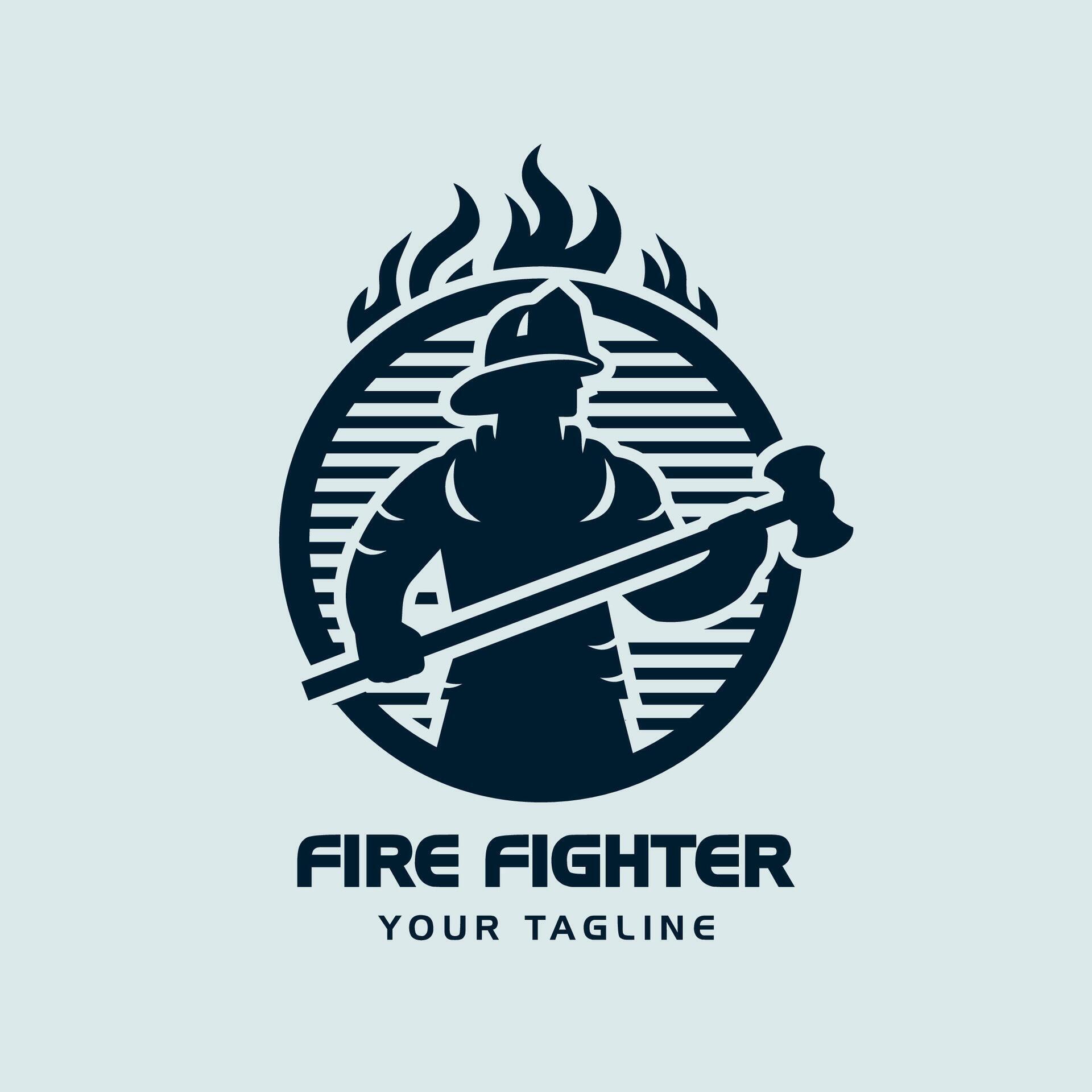 Modern Firefighter Logo Emblem Minimalist Elegance and Editable Colors ...