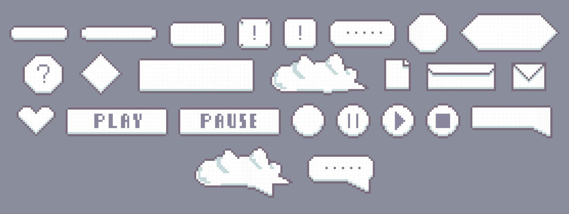 Pixel Art Speech Boxes, Dialogue Boxes Assets for retro Games, speech ...