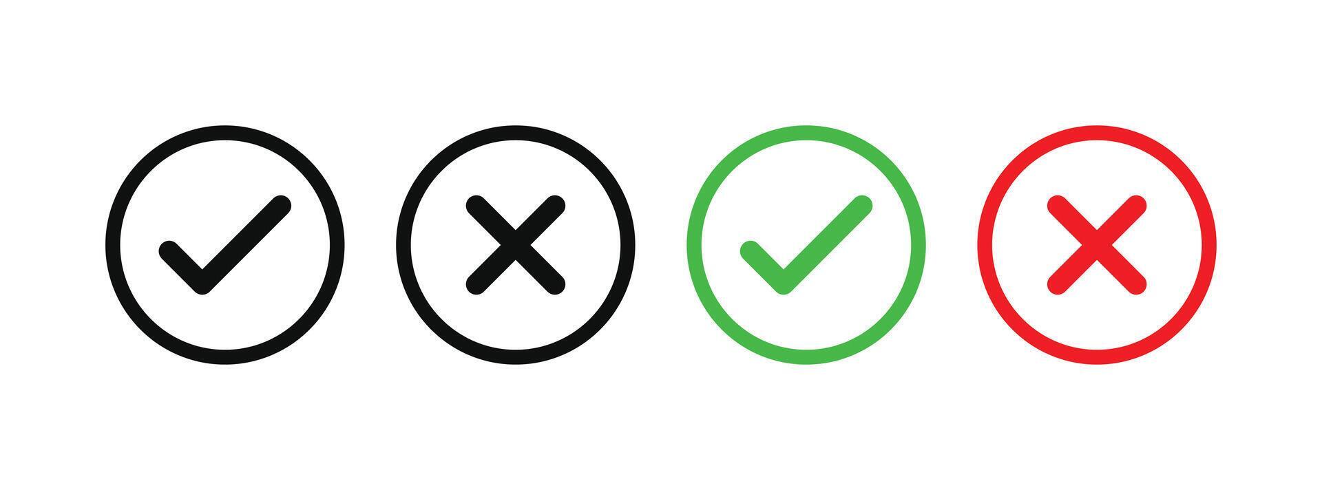 Right And Wrong icon Vector Illustration. Check mark and Cross mark sign. Yes And No Check Marks ...