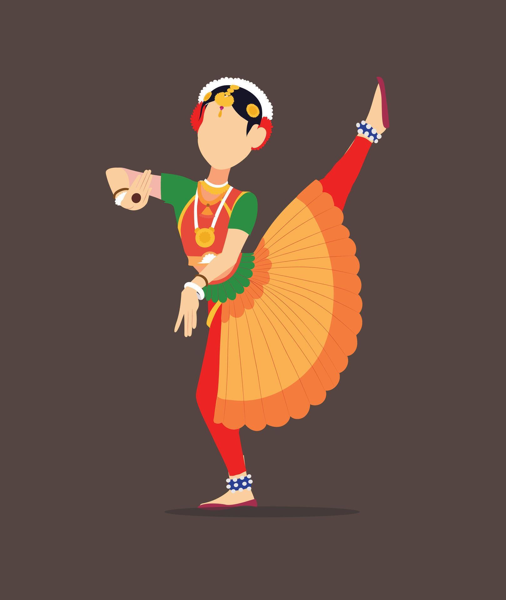 Illustration Of Indian Classical Dancer Performing Bharatnatyam