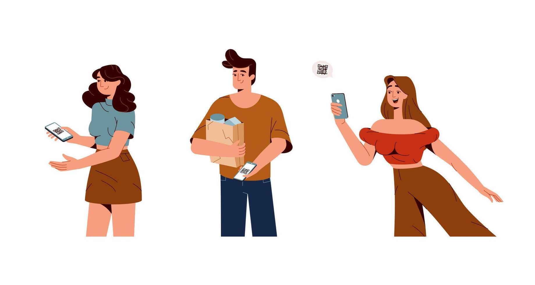 Qr Code Scanning Concept Buyers Paying By Mobile App On Smartphone