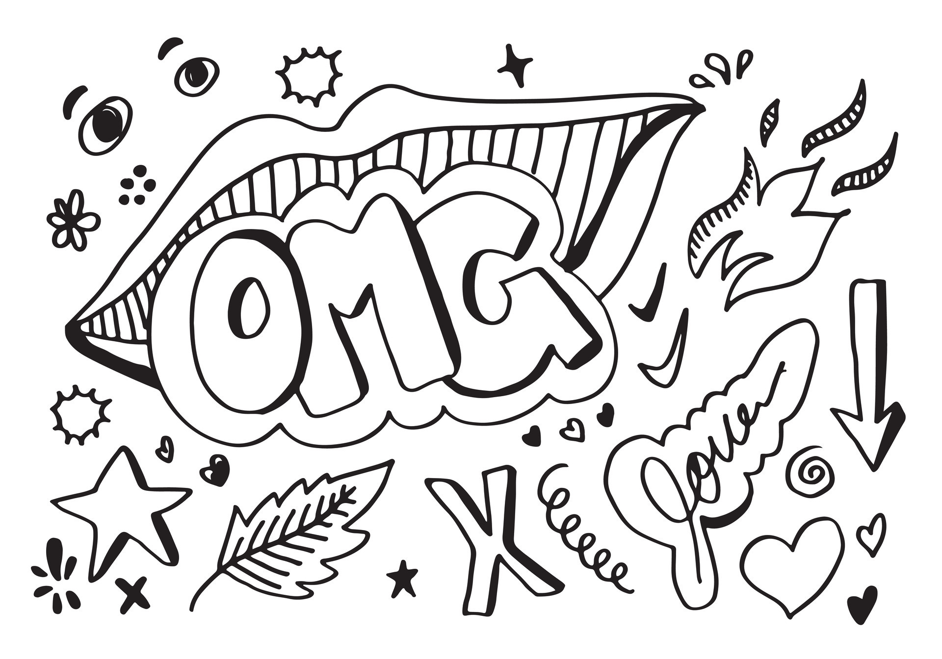 mouth with OMG text. Comic doodle sketch style.OMG icon lettering ... mouth with OMG text. Comic doodle sketch style.OMG icon lettering ...